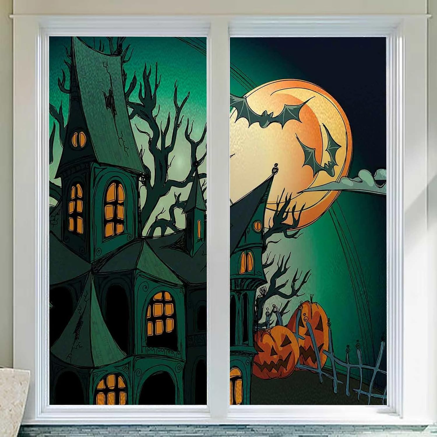 Amazon.com: NEZIH Halloween Window Film Stained Glass Film Orange No ...