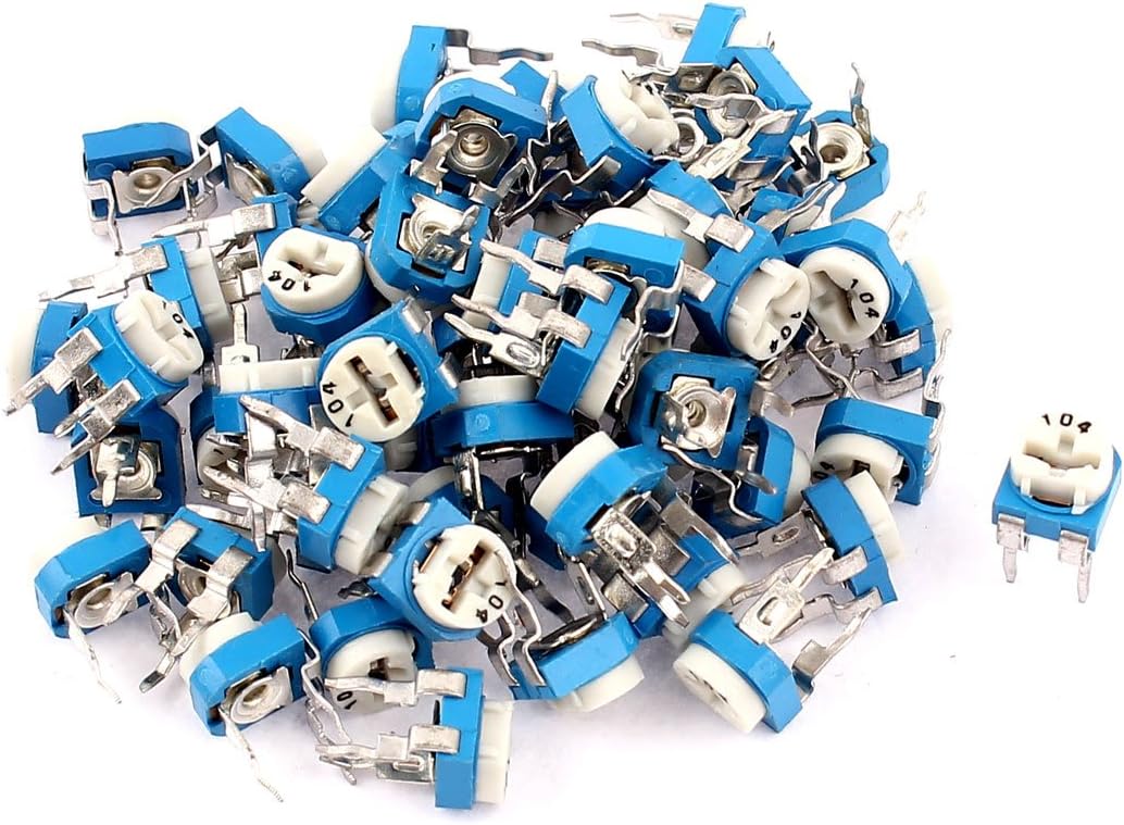 FOCCAR 60Pcs URW-065 Variable Resistors 100K Ohm 3 Terminals Trimmer ...