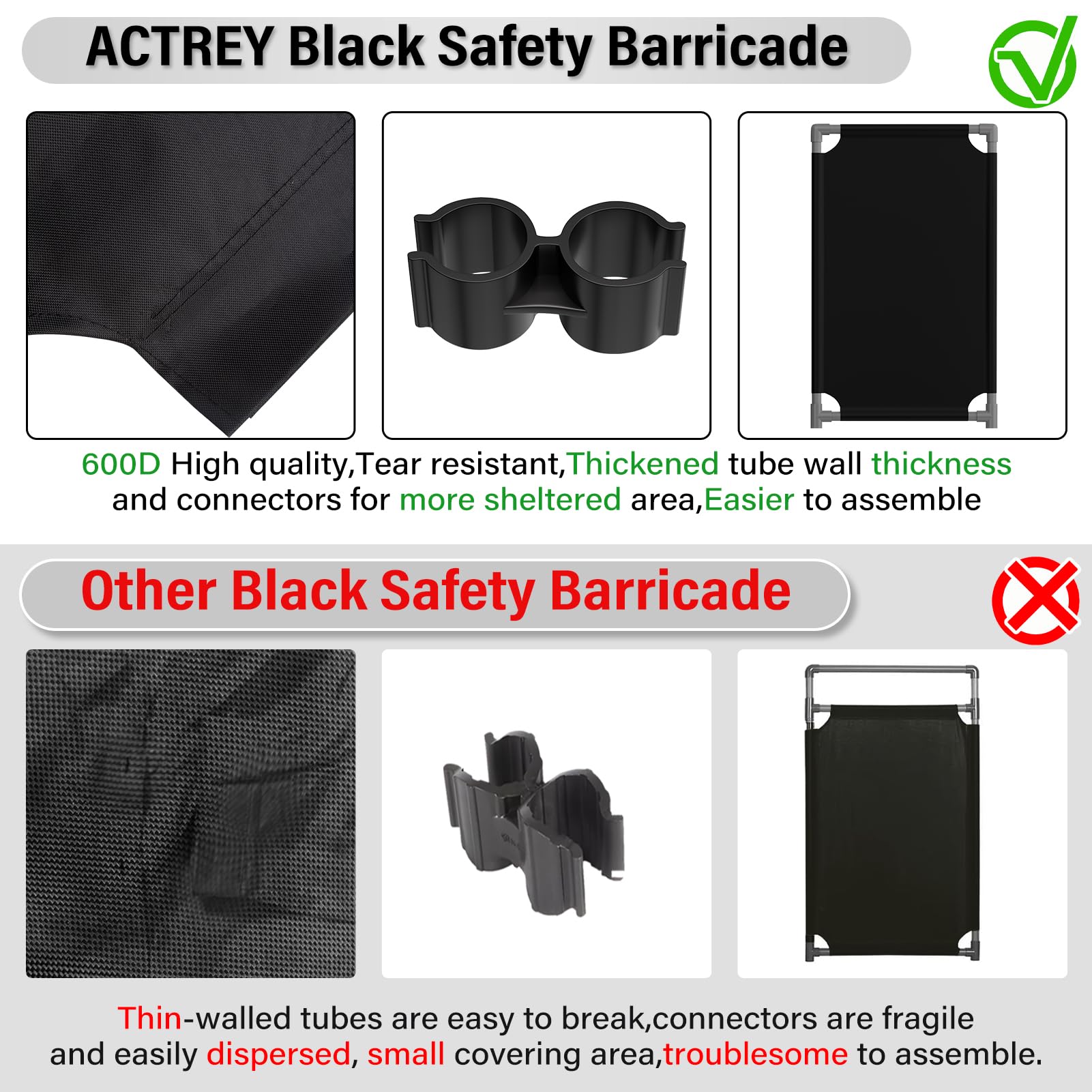 Snapklik.com : 4 Panels Safety Barricade,7.8FT Removable Foldable ...