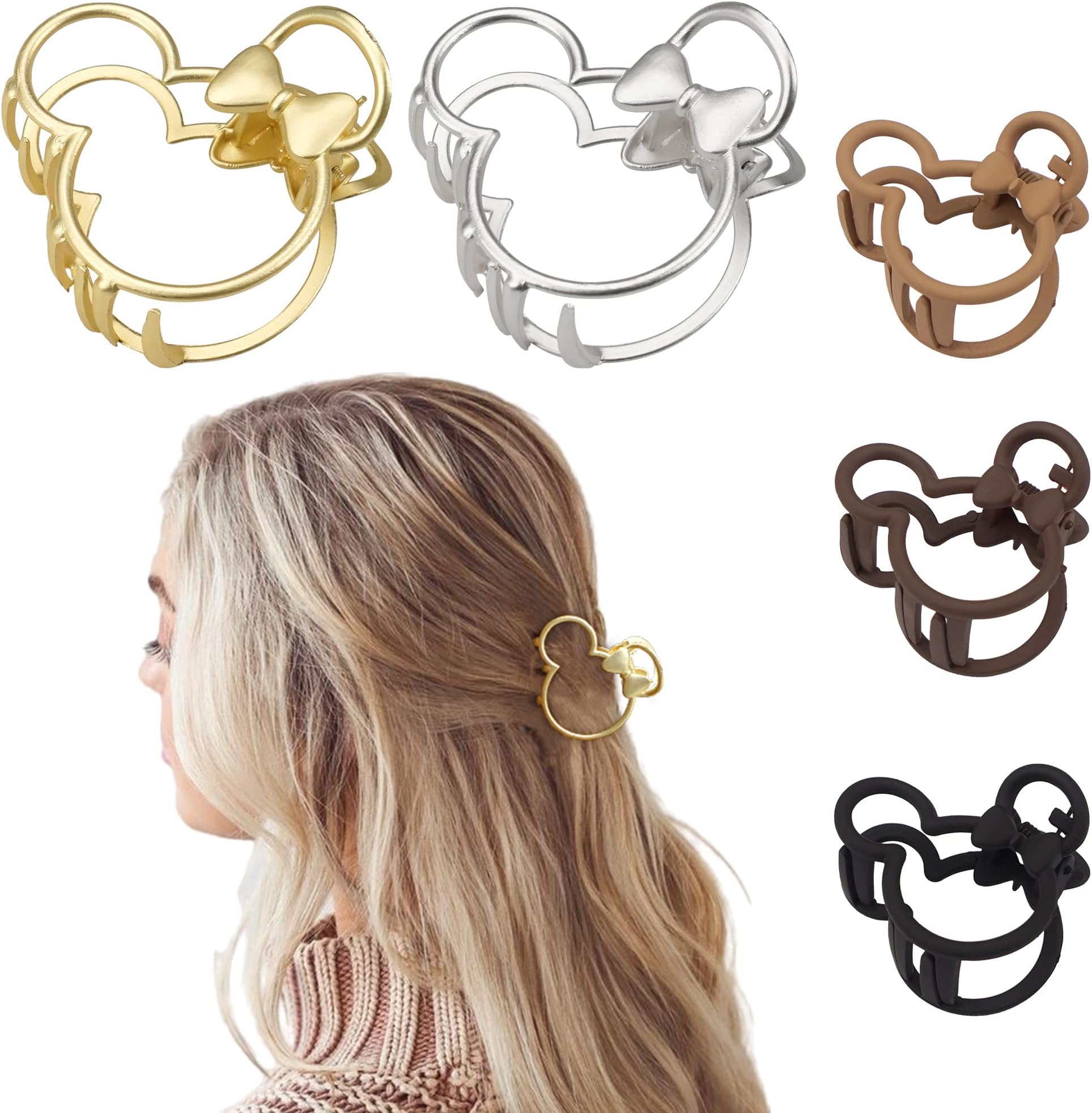 Amazon.com: Large Metal Hair Claw Clips (2-Pack), Mouse Lady Thick Hair ...