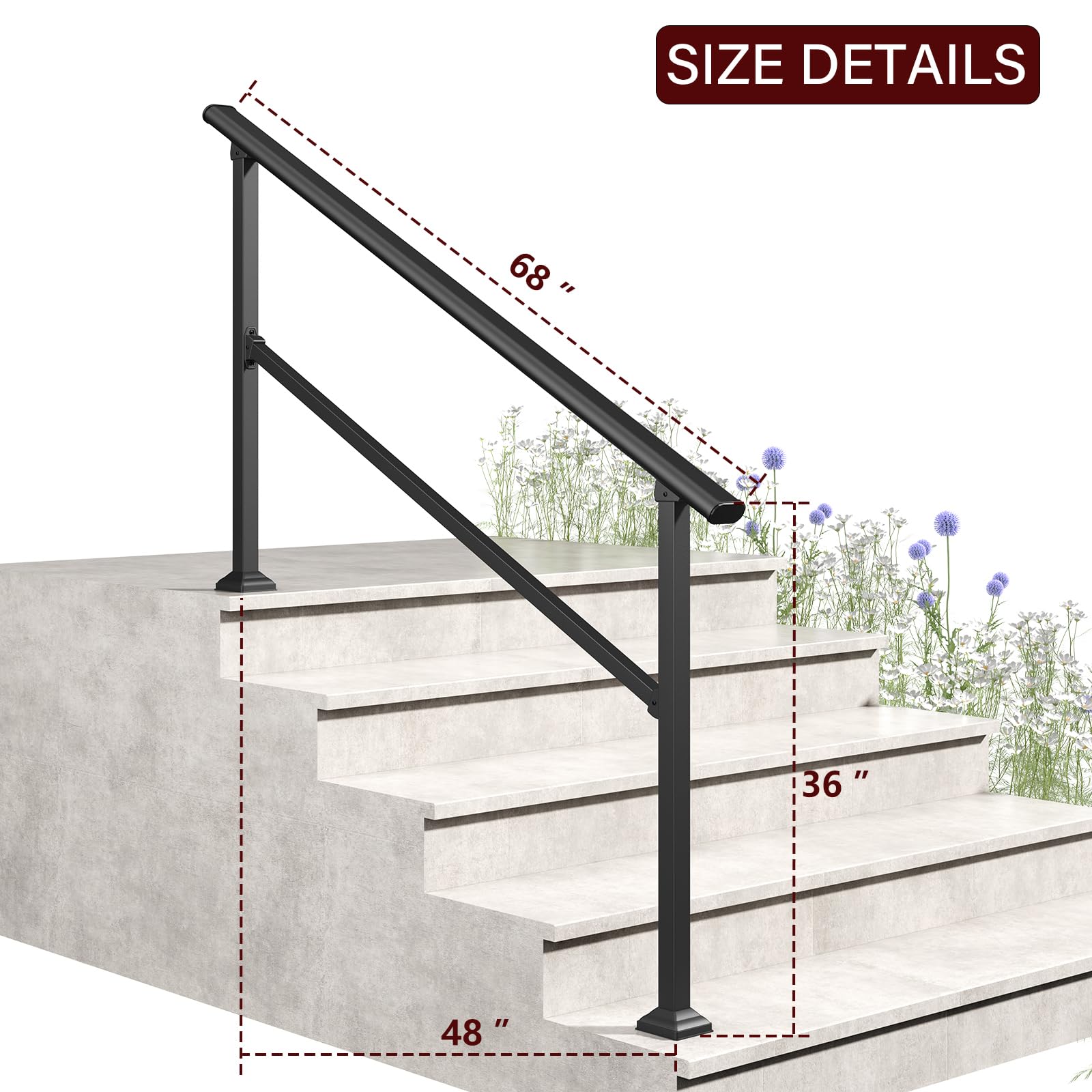 Snapklik.com : Hand Rails For Outdoor Steps, 5 Step Handrail, Outdoor ...