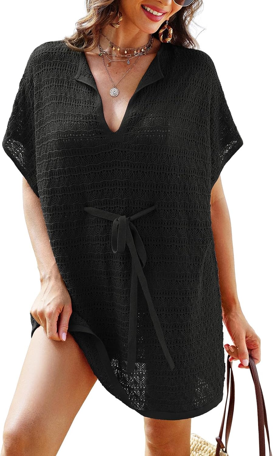 JASAMBAC Bathing Suit Cover Up for Women Knitted Swimsuit Coverups ...