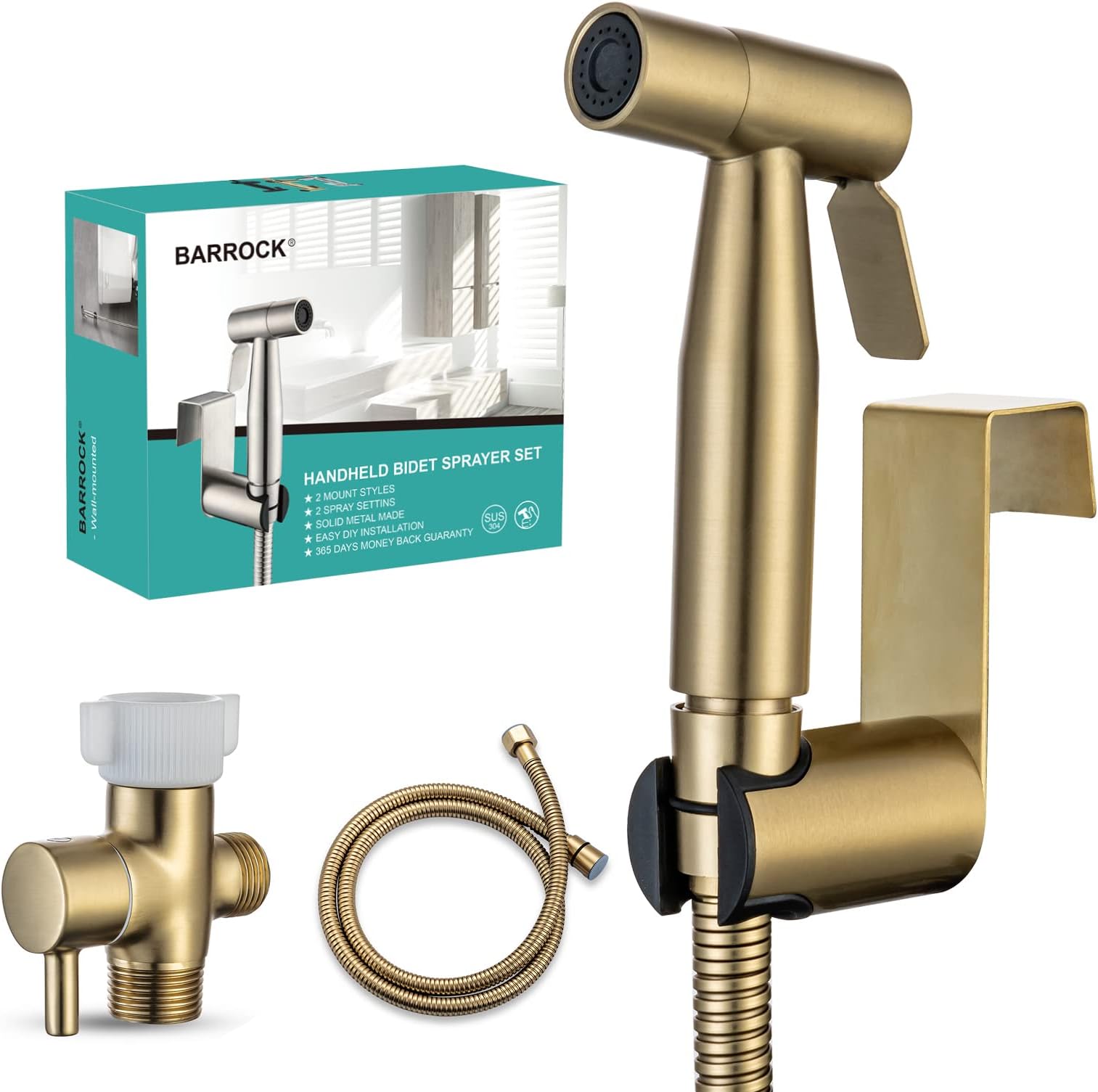 BATHLAVISH All Brass Bidet Sprayer Set for Toilets, Wall or Toilet ...