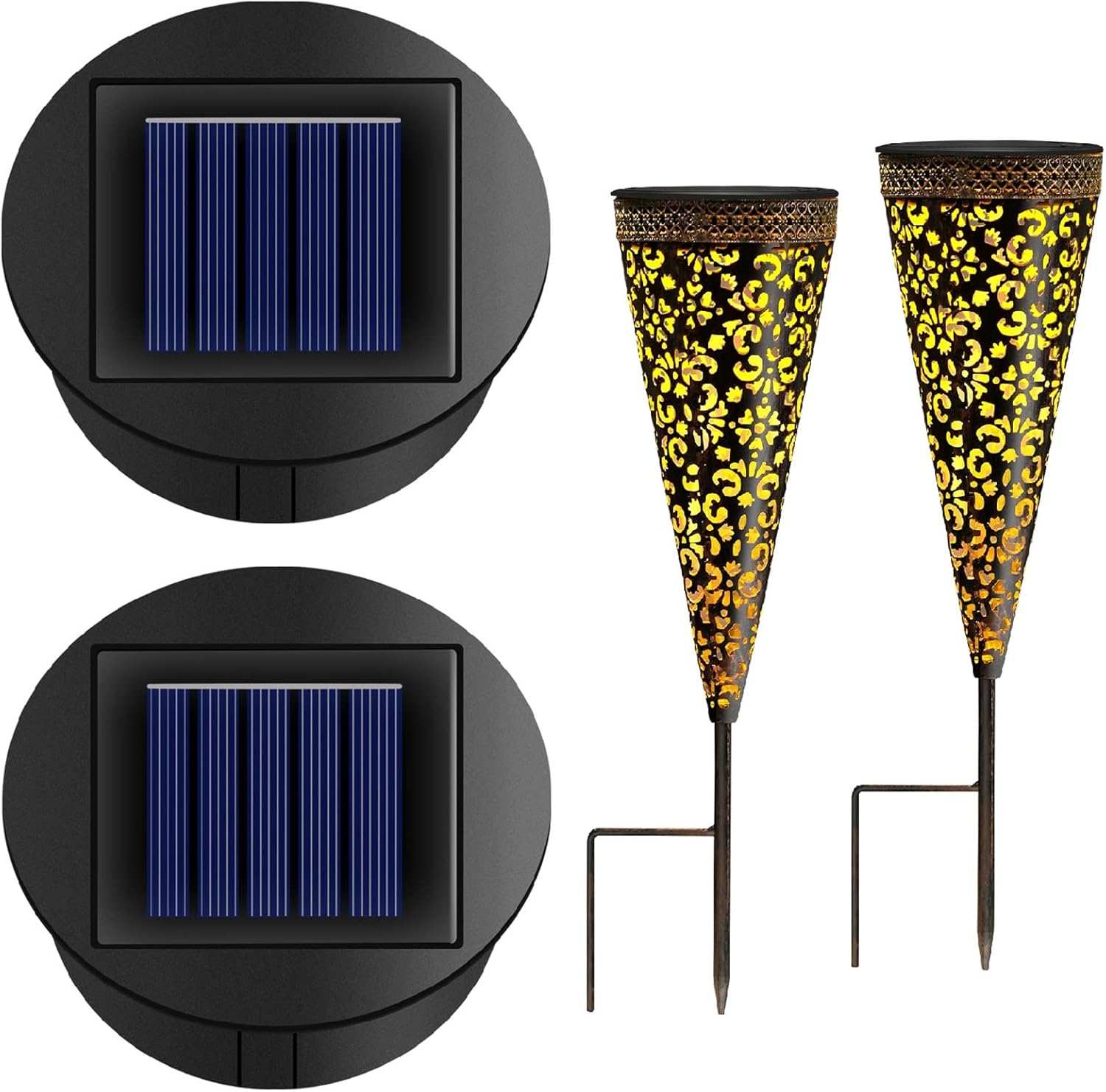 2 Pack Solar Lights Replacement Top Parts 7 Lumens Lantern Lids Light 2 ...