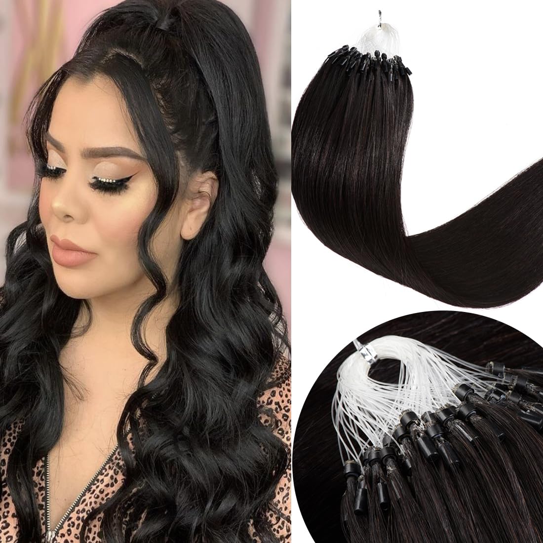 Amazon.com : Senmy Microlink Hair Extensions Human Hair 22inch Micro ...