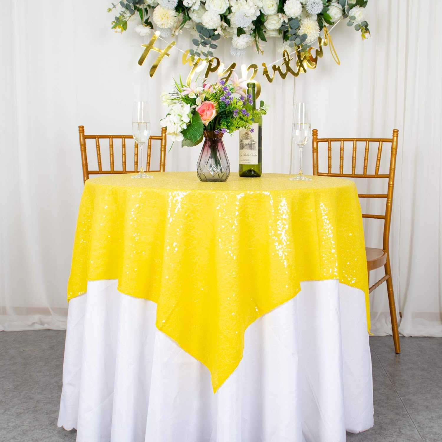Amazon.com: AMZLOKAE Sequin Tablecloth Square 50x50 Yellow Table ...