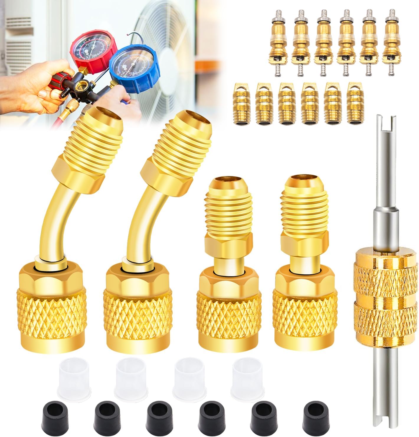 Amazon.com: Ruibapa R410a Mini Split Adapter 5/16 Female 1/4 Male Flare ...