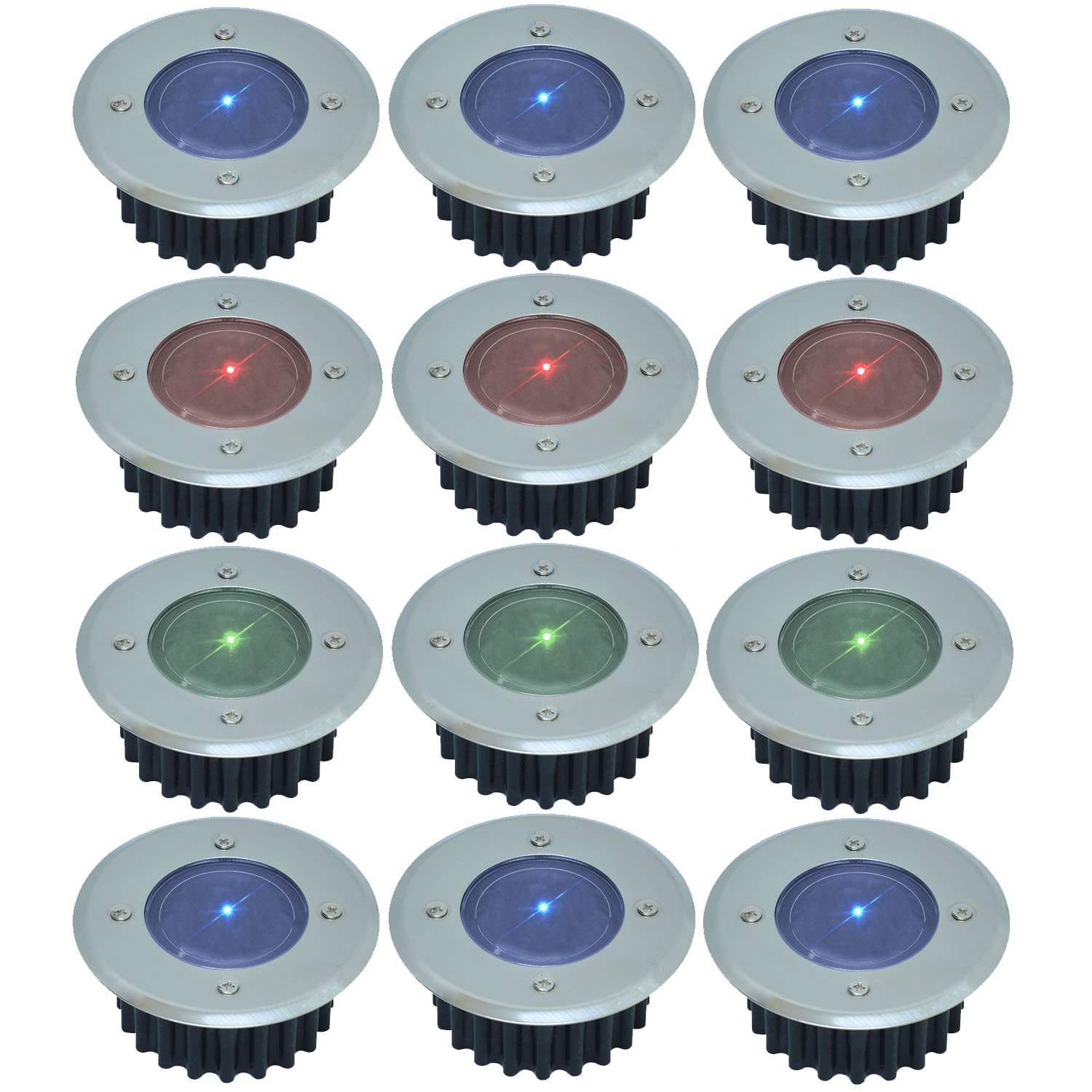 Solalite 12 Pack Colour Changing Solar Decking Lights Outdoor Garden ...