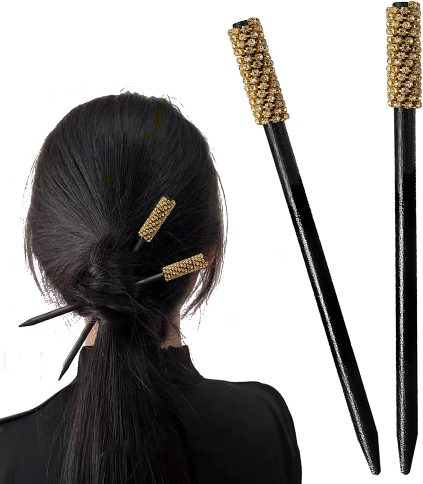 Amazon.com : Set of 2 Hair Sticks Chopsticks with Colored Studded Tops ...