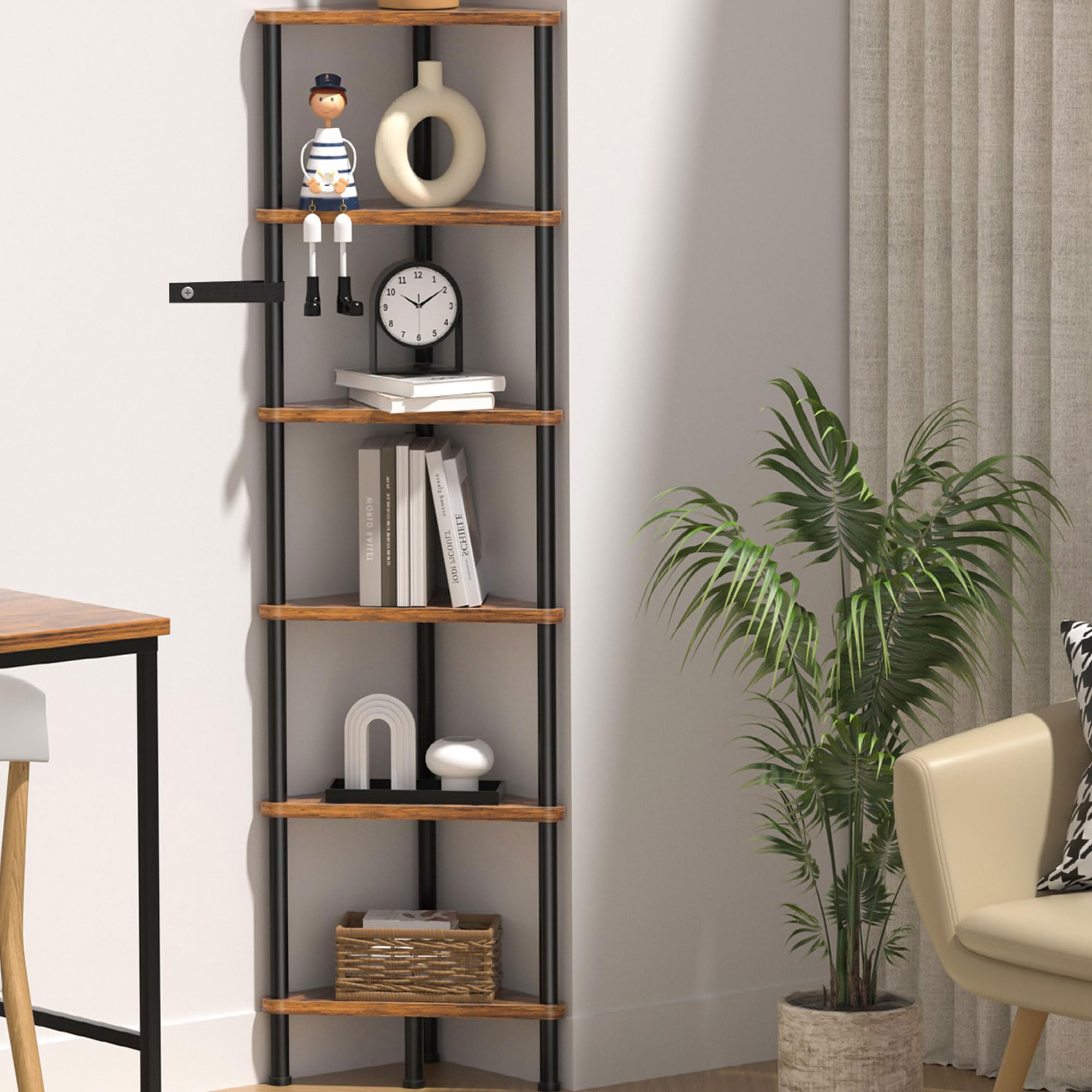 Snapklik.com : Homedawn Corner Shelf, Corner Bookcase, Industrial 6 ...