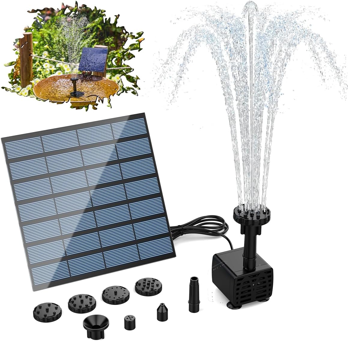 AISITIN Solar Springbrunnen für Außen 1.5W DIY Solarbrunnen für ...