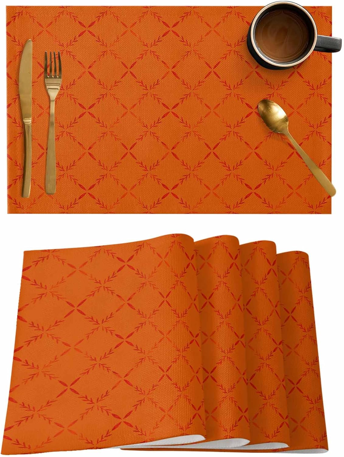 Amazon.com: Burnt Orange Placemats for Dining Table Set of 6 Linen ...