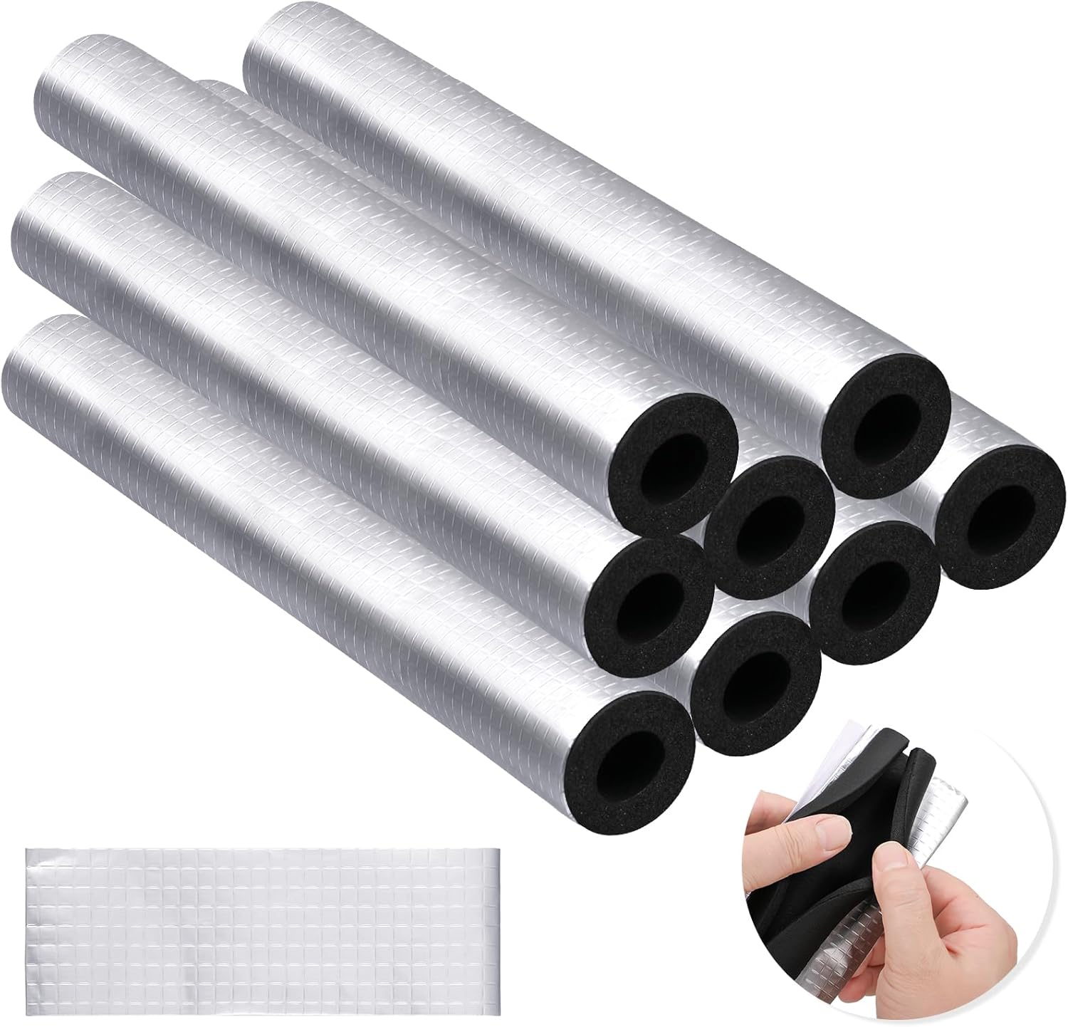 8 Pcs Pipe Insulation Foam Tube,Self Adhesive Pipe Wrap Foam Tube ...