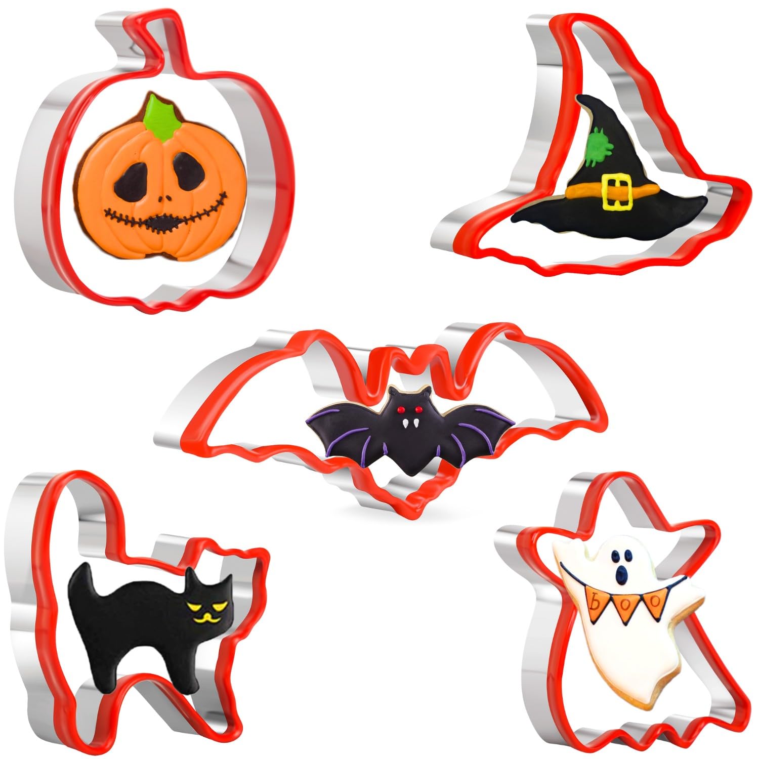 Amazon.com: Crethinkaty Halloween Cookie Cutters Set 5 Piece Halloween ...