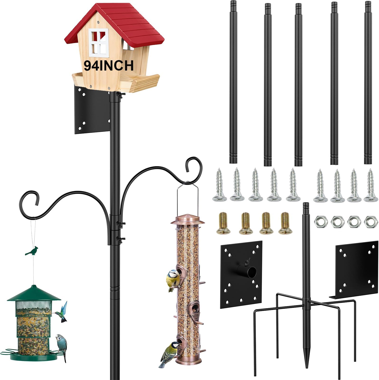 Amazon.com : BirdDock Bird Feeder Pole, 78 Inch Bird House Pole Mount ...