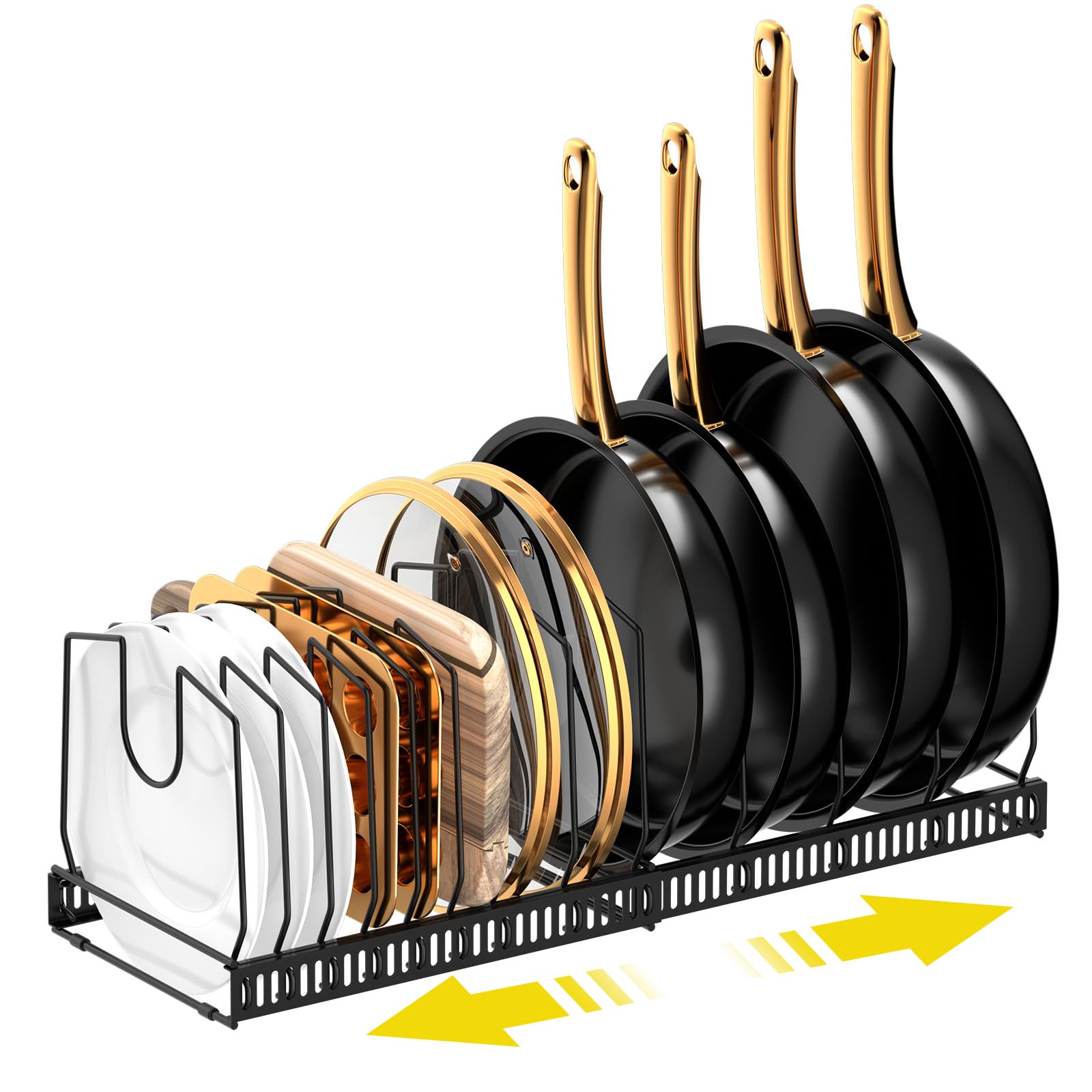 Amazon.com: Pan Organizers Inside Cabinet - Expandable Pot Lid ...