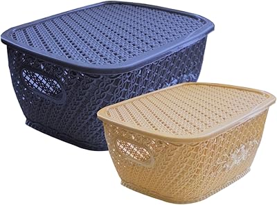 Kuber Industries Multipurpose Solitaire Storage Basket with Lid|Strong ...