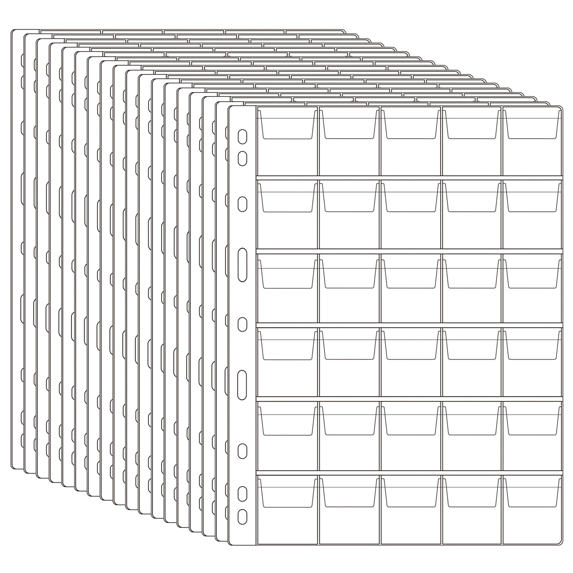 300 Pockets Coin Binder Pages - 1.38 inch Pocket Loose-Leaf Sheets ...