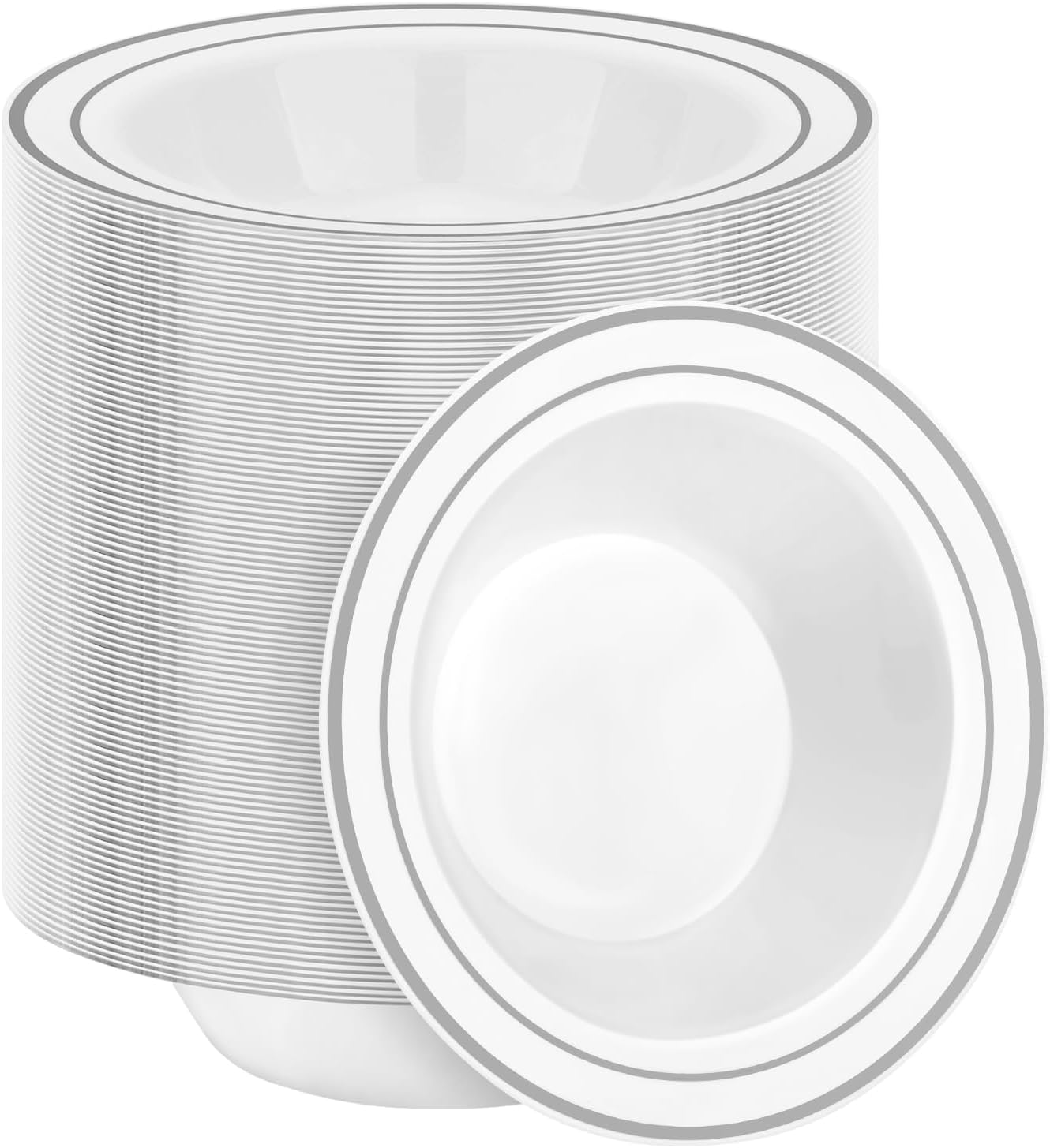 Amazon.com: BESTSTAR 200 Pack Disposable Soup Bowls with Silver Rim ...
