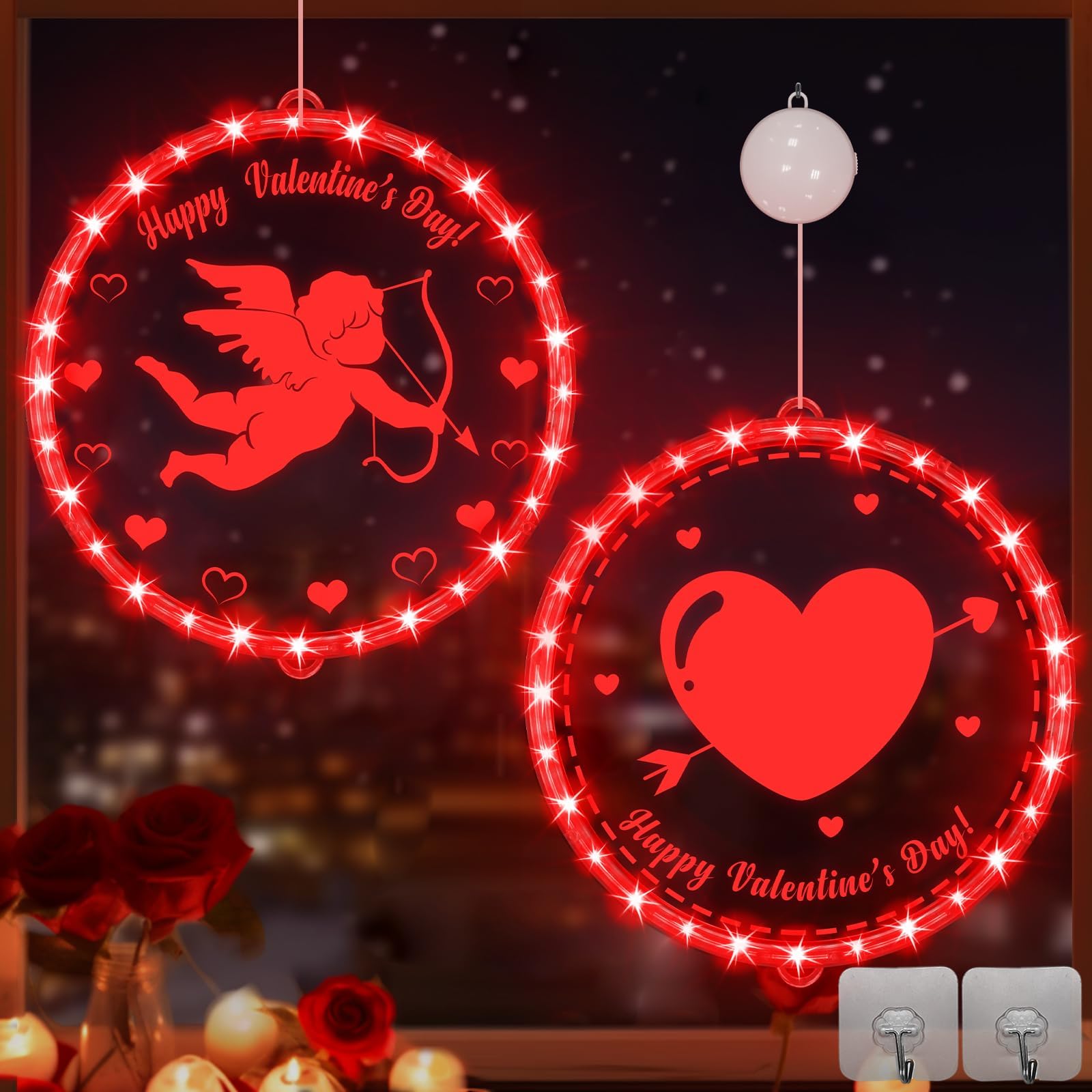 Amazon.com : [56 LED & Large Size] 2 Pack Window Lights Decorations ...