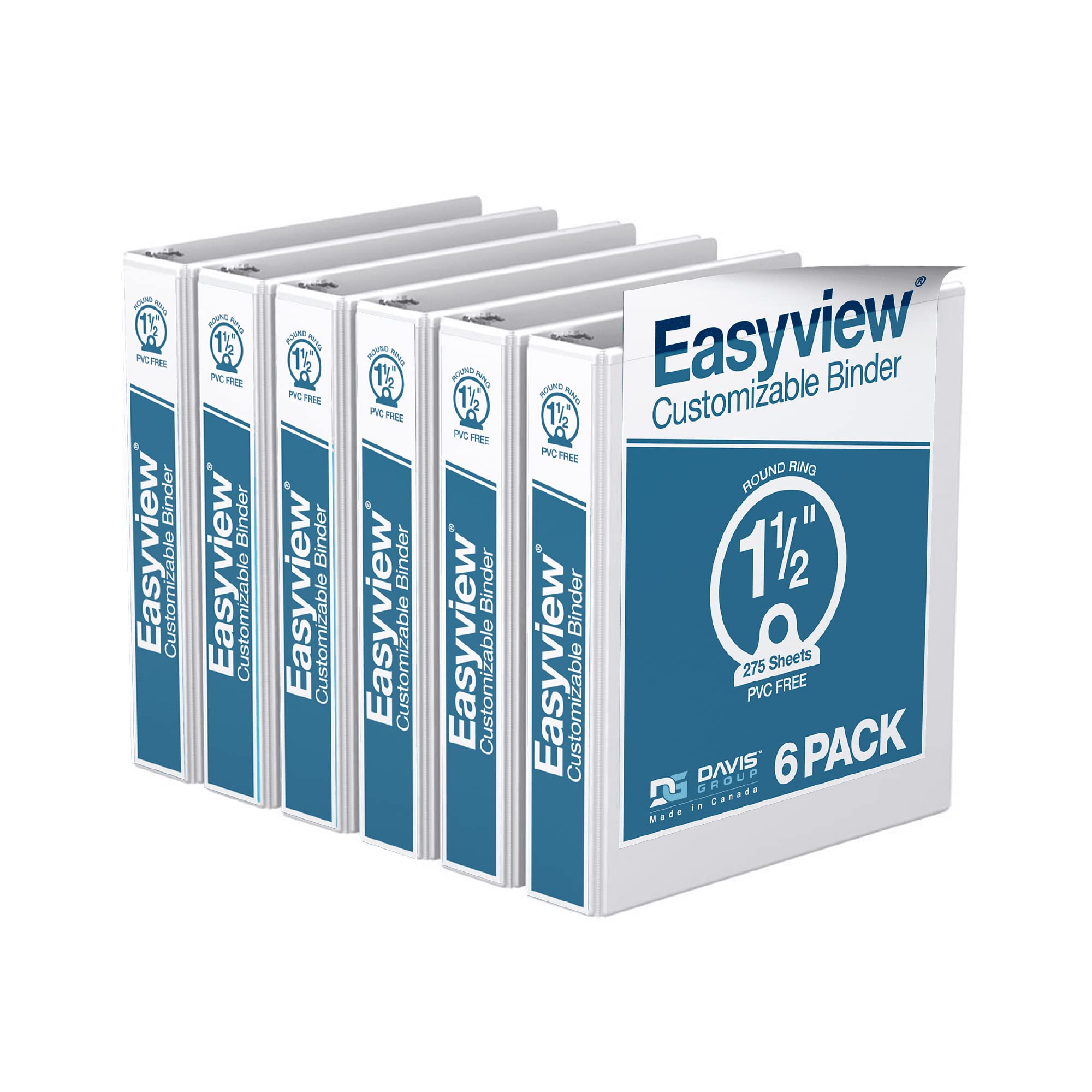 EasyView Premium 1.5-Inch Binders with Clear-View Covers, 3-Ring ...