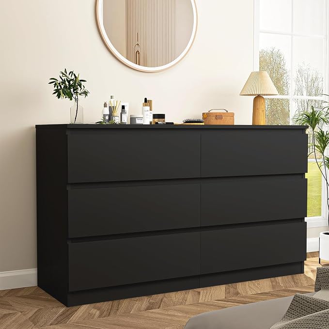 Amazon.com: CIPACHO Black Dresser for Bedroom,Modern 6 Drawer Dresser ...