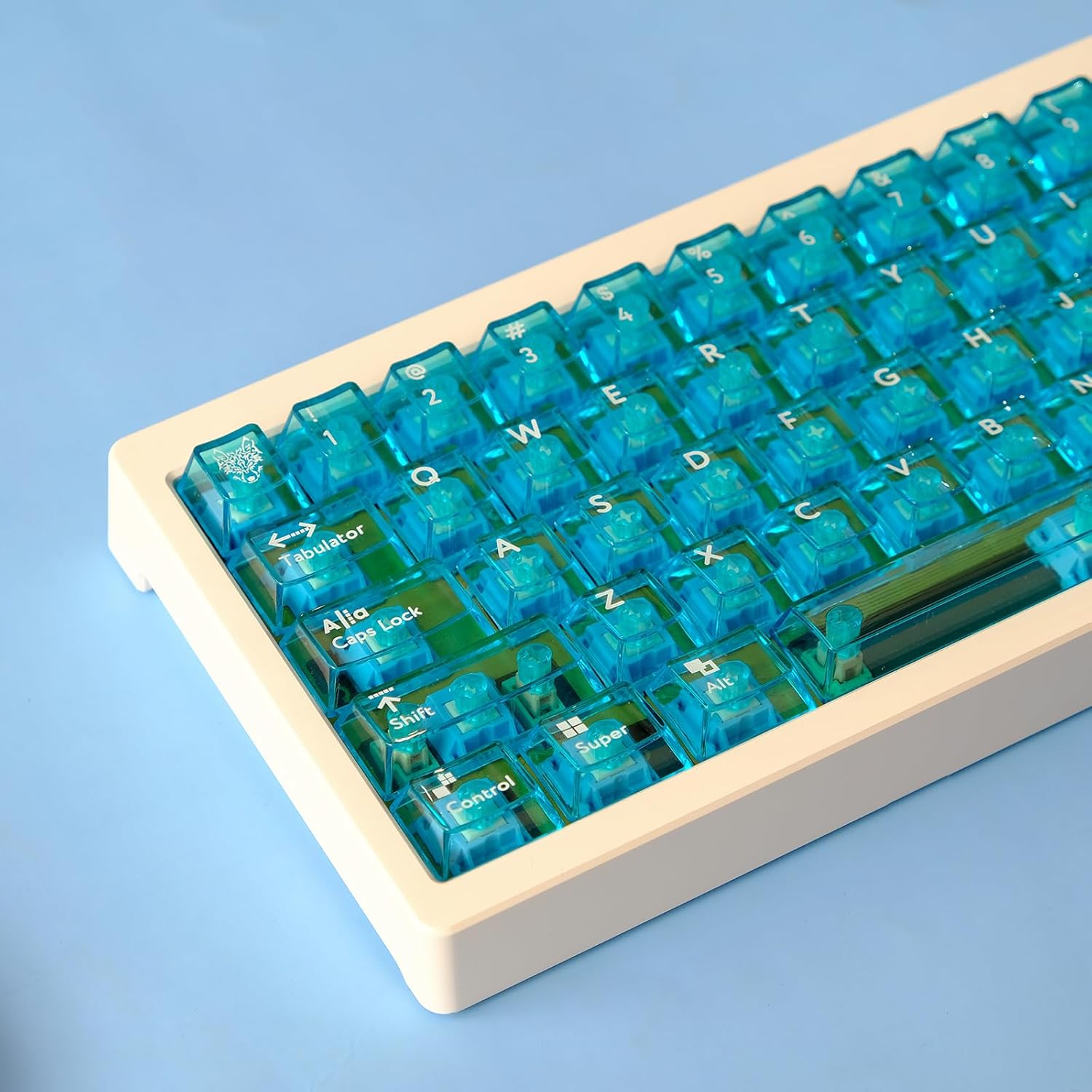 Transparent Key Caps 114 Keys Cherry Profile PC Material Blue Keycaps ...