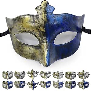 Amazon.com: Ralleyfun Masquerade Mask for Men Couple Roman Greek Mask ...