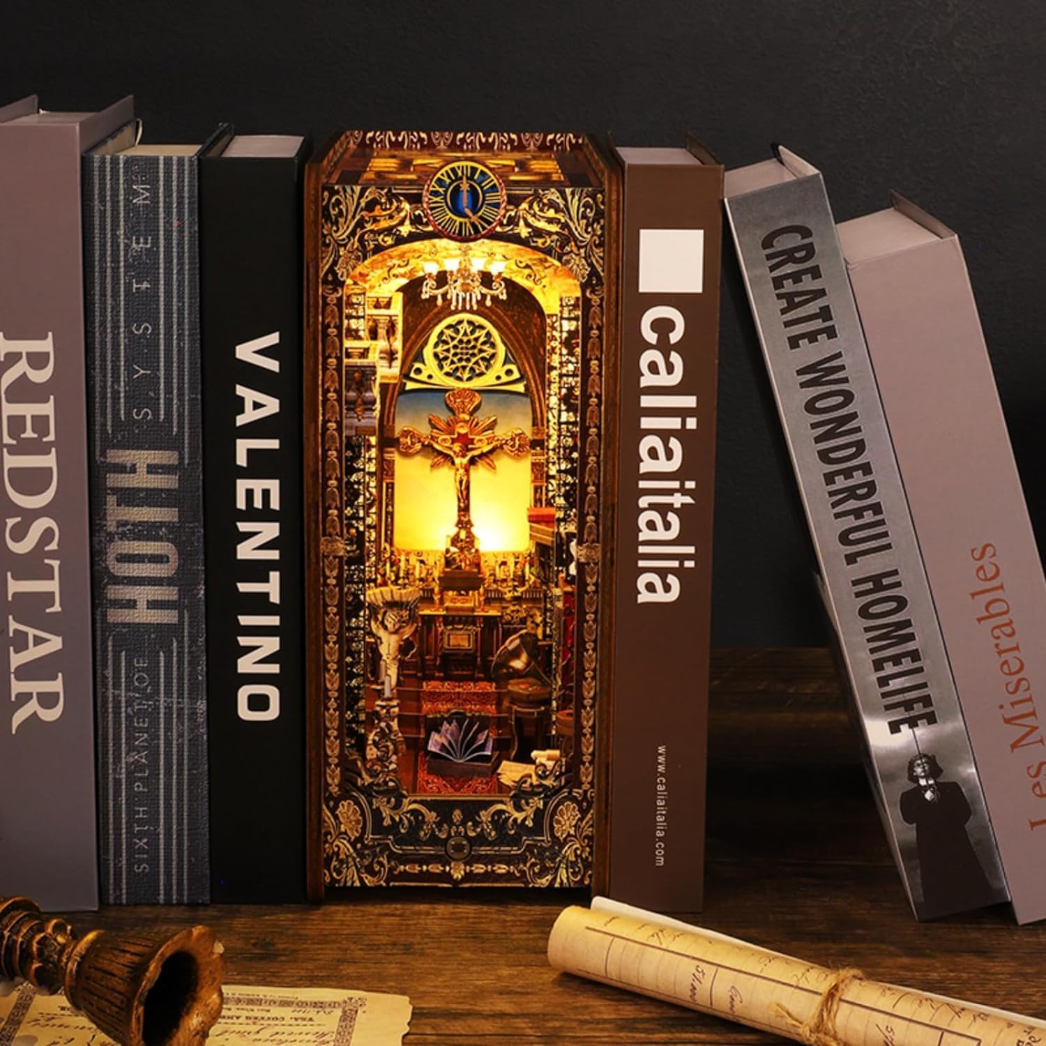 DIY Book Nook Kit, DIY Miniature Dollhouse Kit with Furniture and LED ...