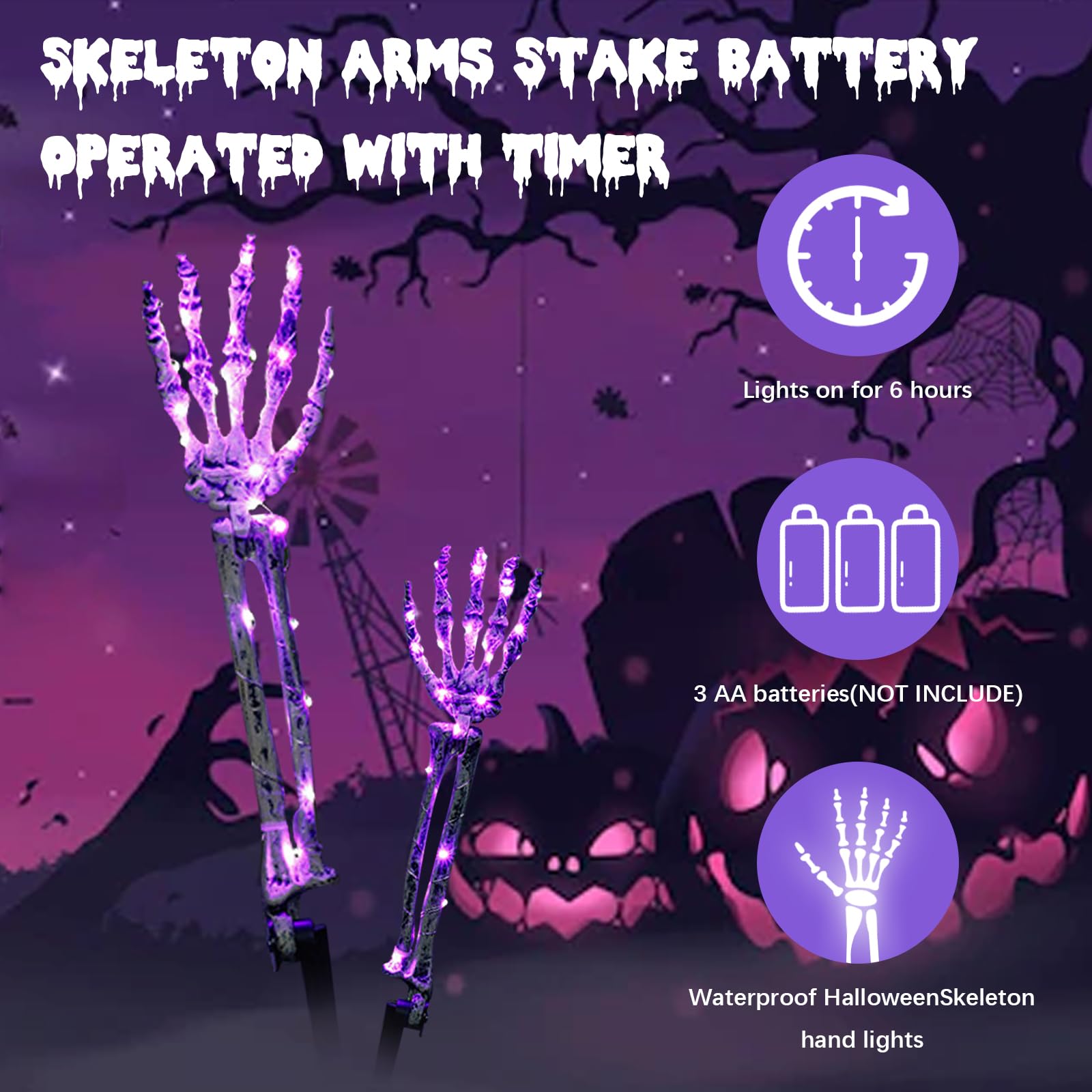 Halloween Decorations Lighted Skeleton Arm Stake for Halloween ...