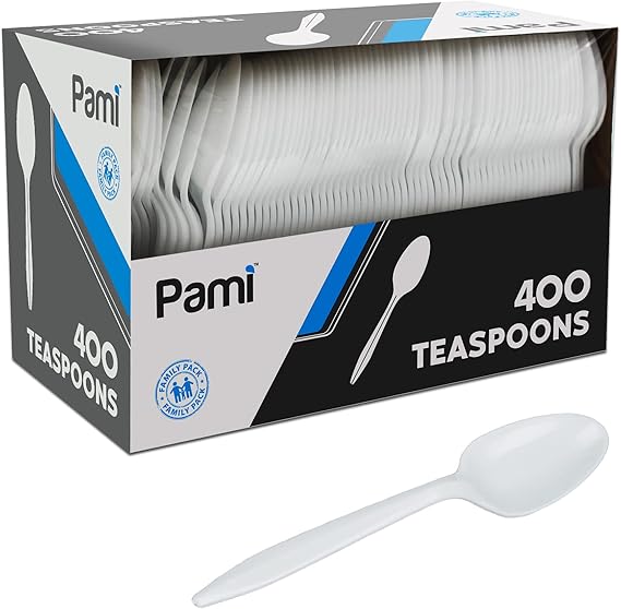 Amazon.com: PAMI 400-Pack Medium Weight Disposable Plastic Teaspoons ...