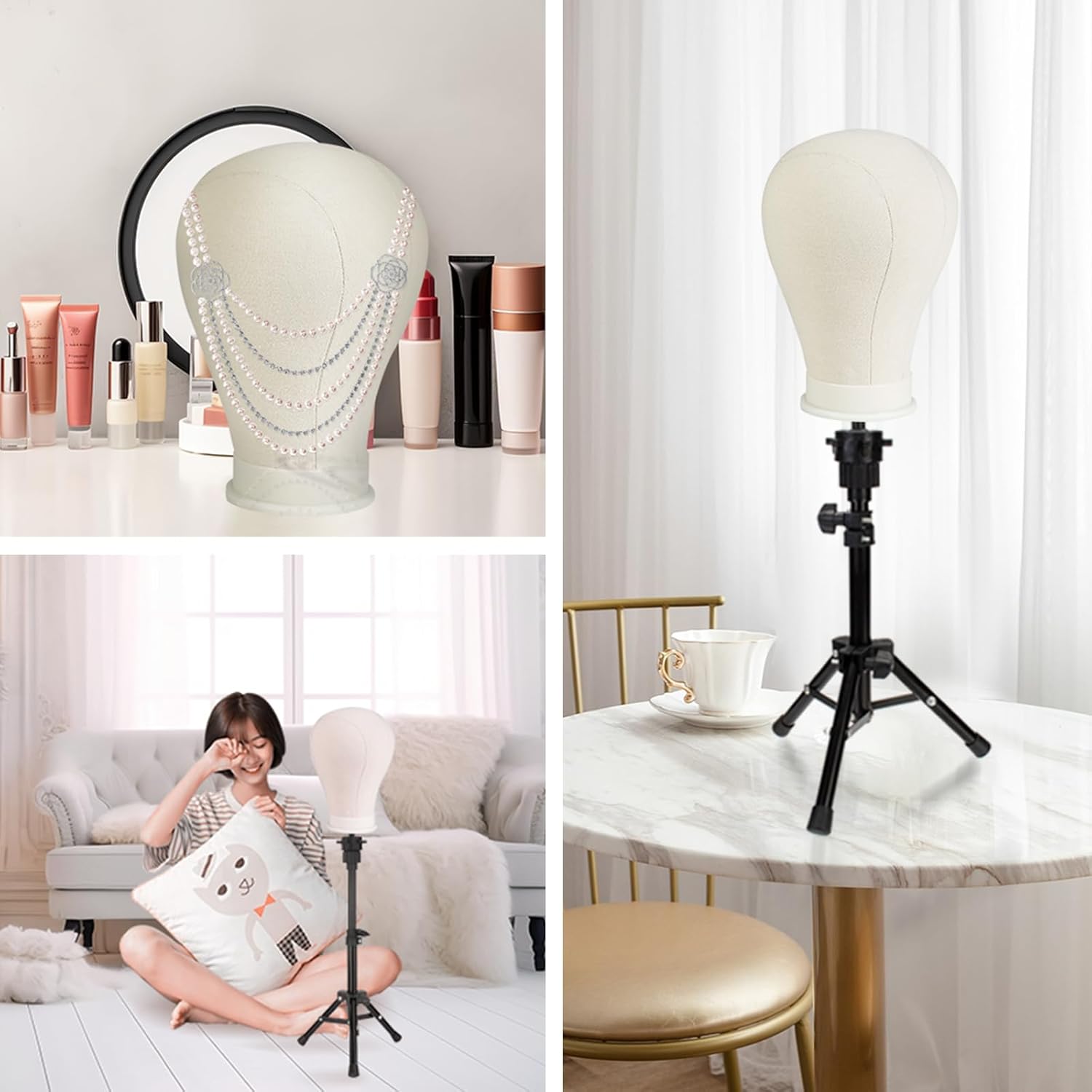 AIMEI 23 Inch Wig Head Wig Stand with Head - Stand With Canvas ...