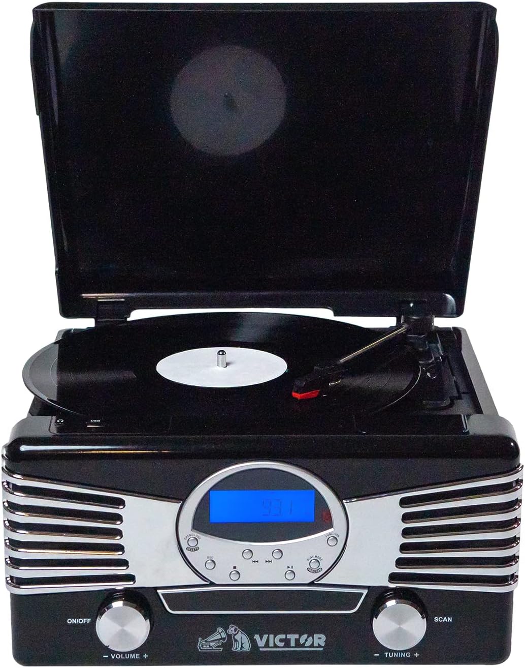 Amazon.com: Victor VHRP-1400 Diner 7-in-1 Turntable Music Center with ...