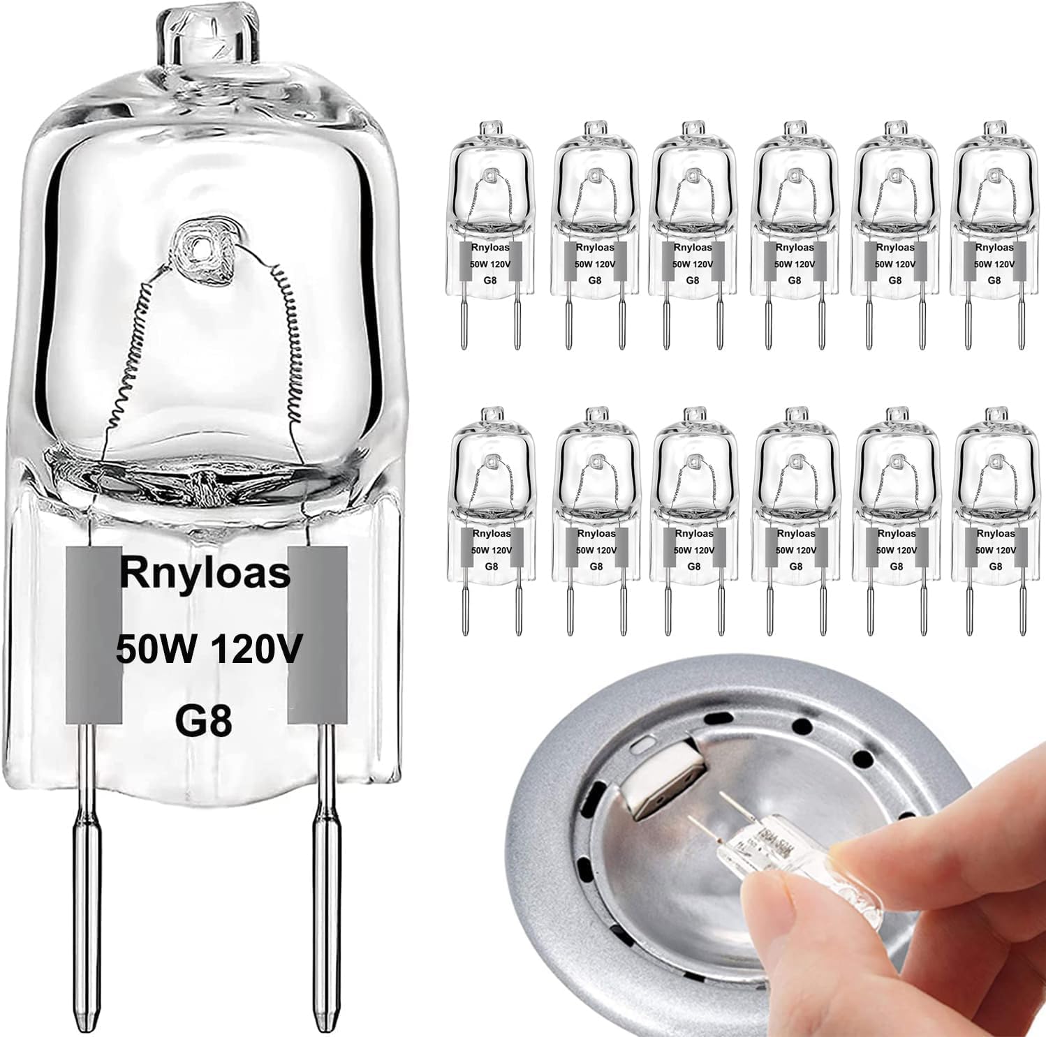 Vannise G8 Bulb 20W, 10 Pack Halogen Light Bulbs 2 Pin G8 120V 20W, G8 ...