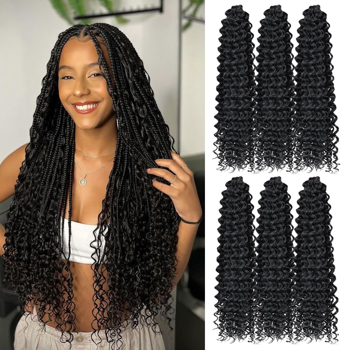 Amazon.com : Curly Braiding Hair 22Inch 6Packs Deep Curly Crochet Hair ...