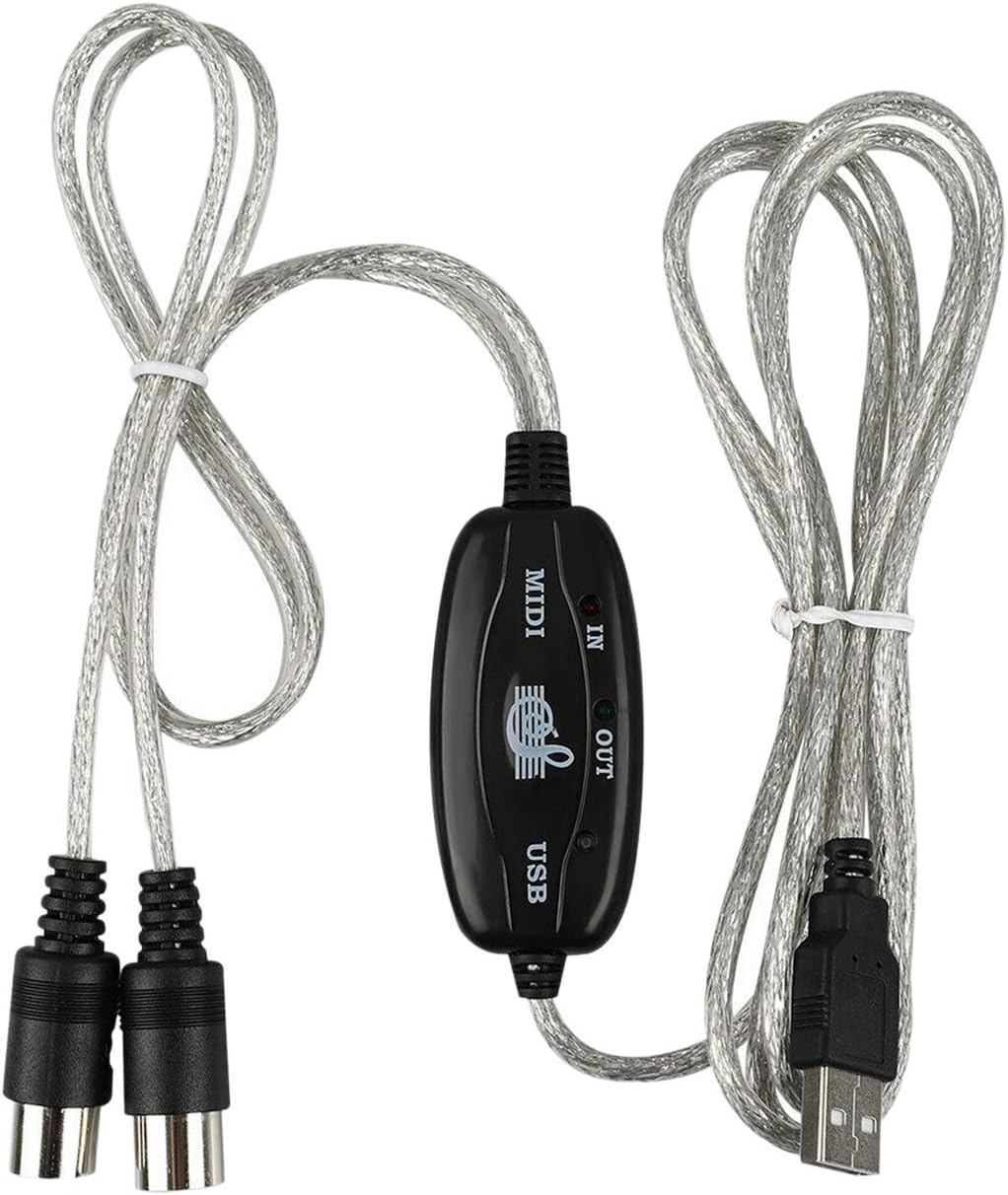 MIDI to USB Cable Converter Connector PC to Synthesizer Music Keyboard ...