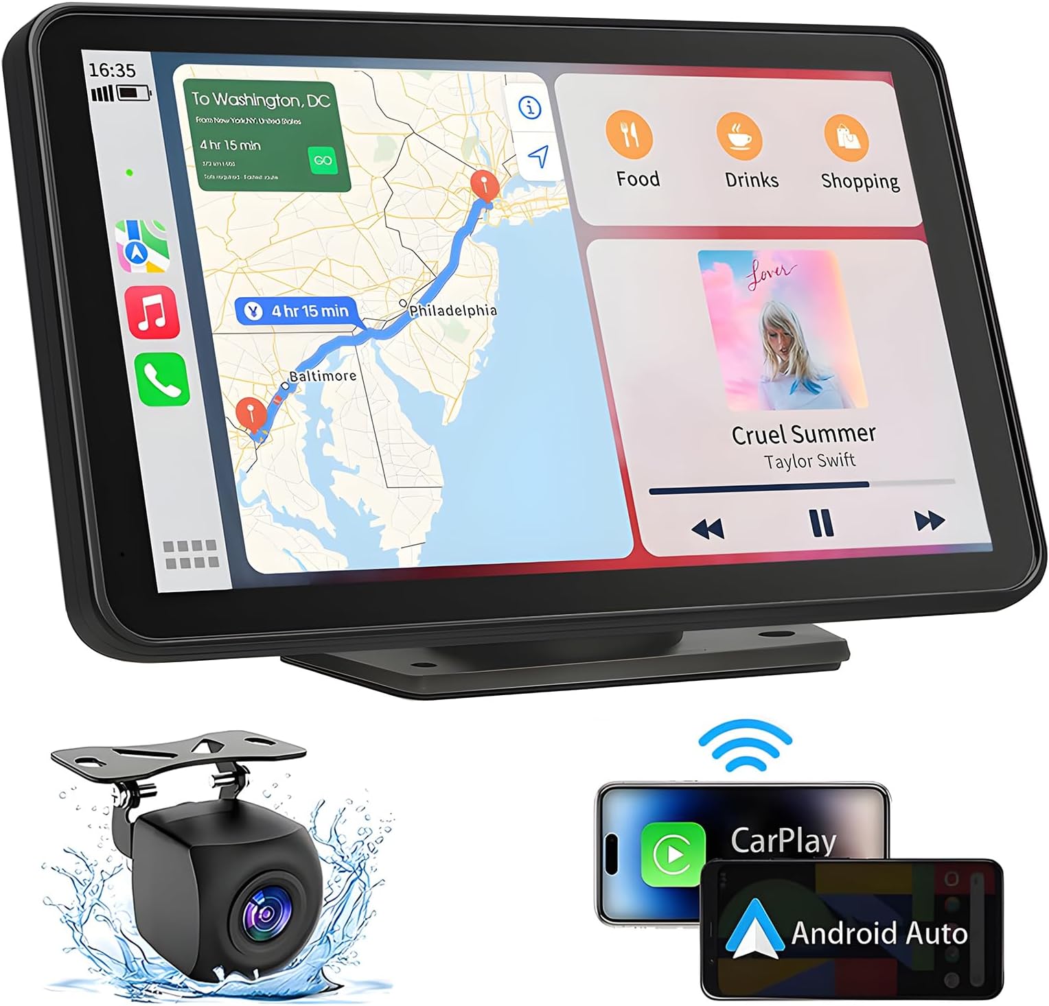 Amazon.com: Capapro 7" HD Portable Carplay Wireless Touch Screen Double ...