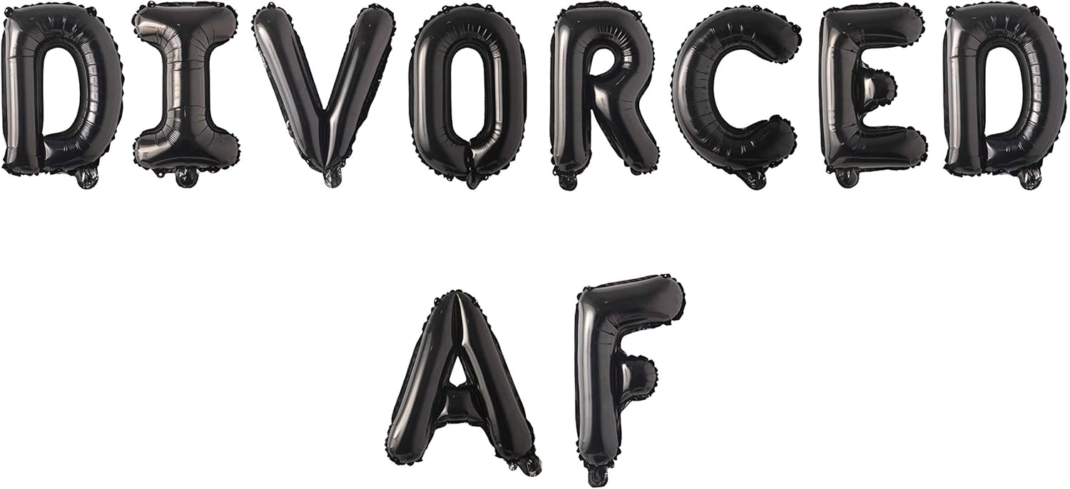 Amazon.com: Divorce Party Letter Balloon Banner, Air-filled Divorced AF ...