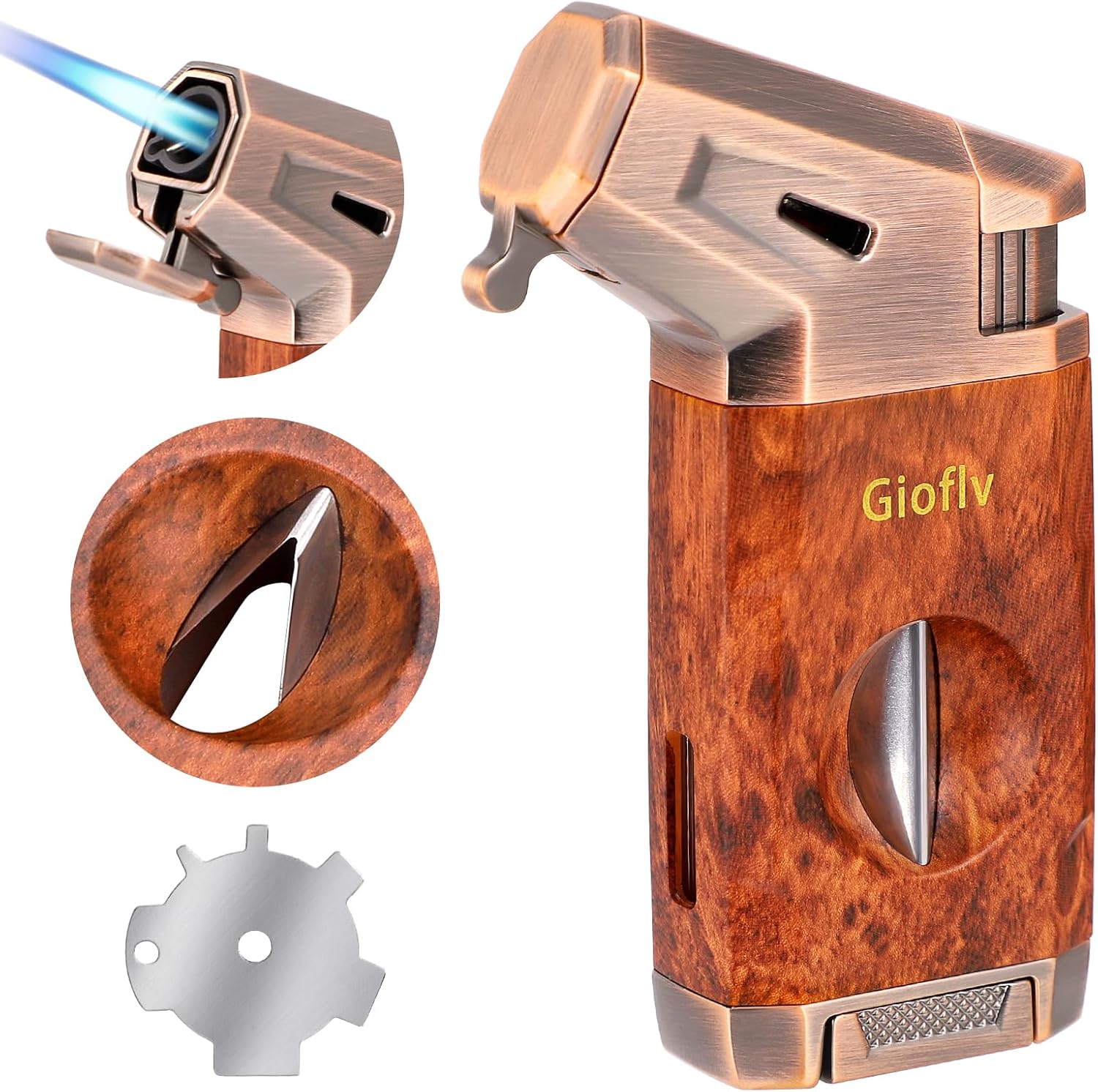 Amazon.com: Gioflv Butane Torch Lighter with V Cutter, Windproof Jet ...