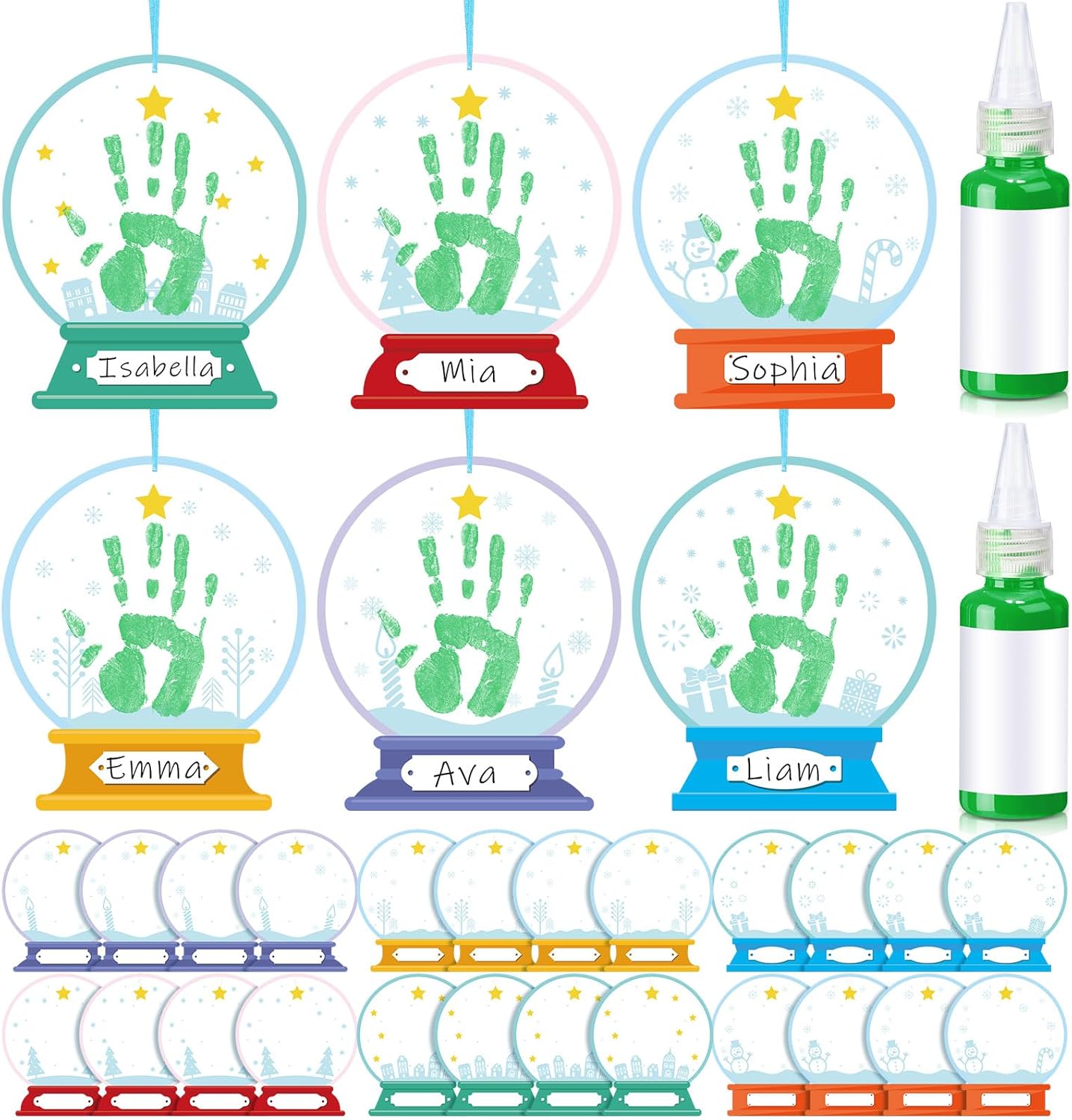 Amazon.com: Eaasty 24 Pcs Christmas Snow Globe Handprint Craft DIY ...