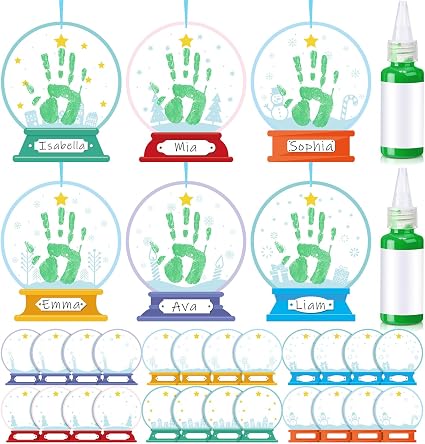 Amazon.com: Eaasty 24 Pcs Christmas Snow Globe Handprint Craft DIY ...