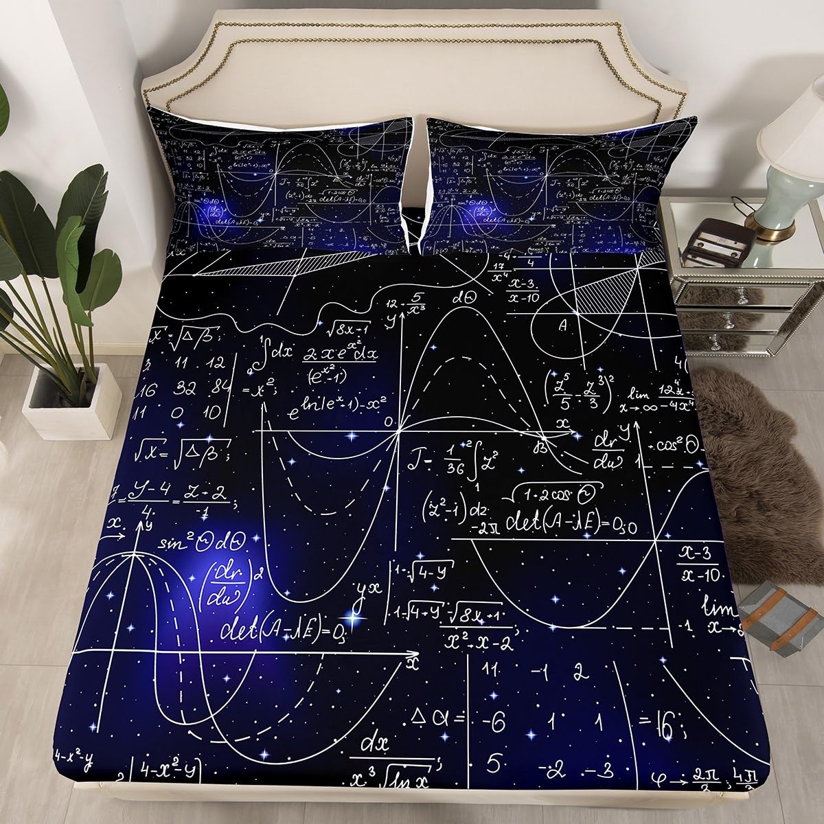 Amazon.com: Mathematics Formula Fitted Sheet Twin Size Math Equation ...