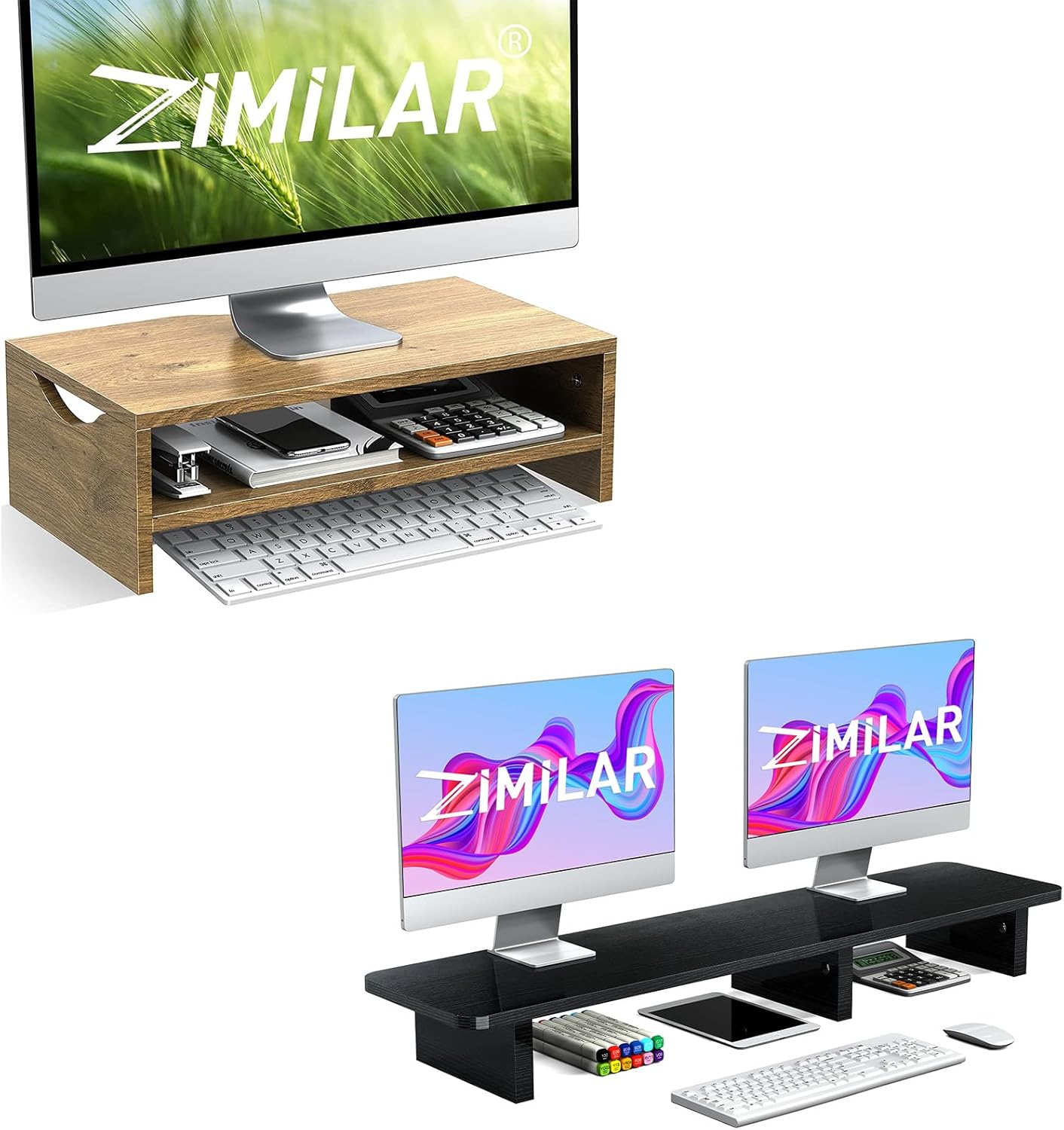 Amazon.com: Zimilar Monitor Stand Riser, 2 Tiers Laptop Computer ...