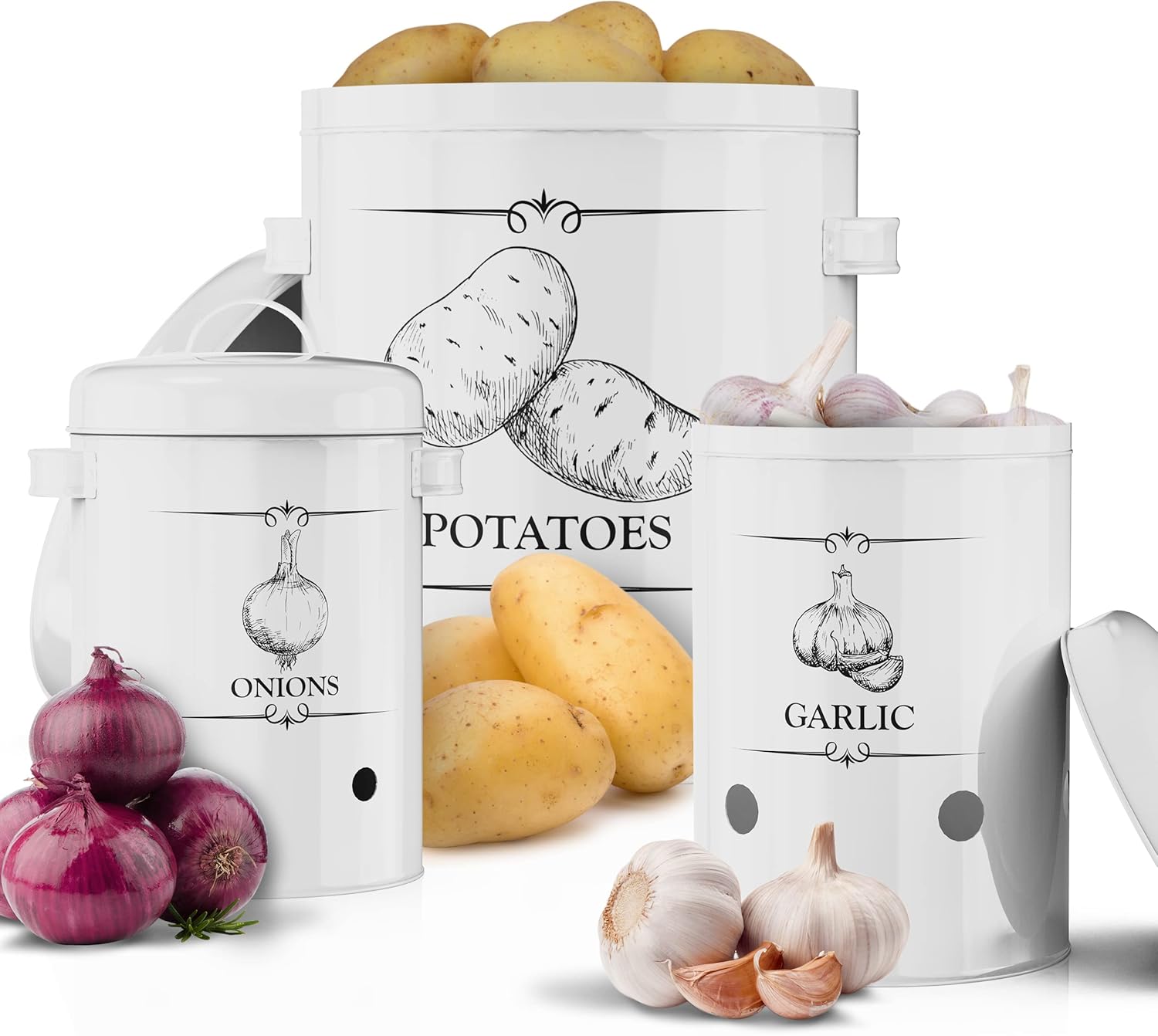 Amazon.com: Houseables Potato Storage, Onion Bin, Garlic Container, 6 ...