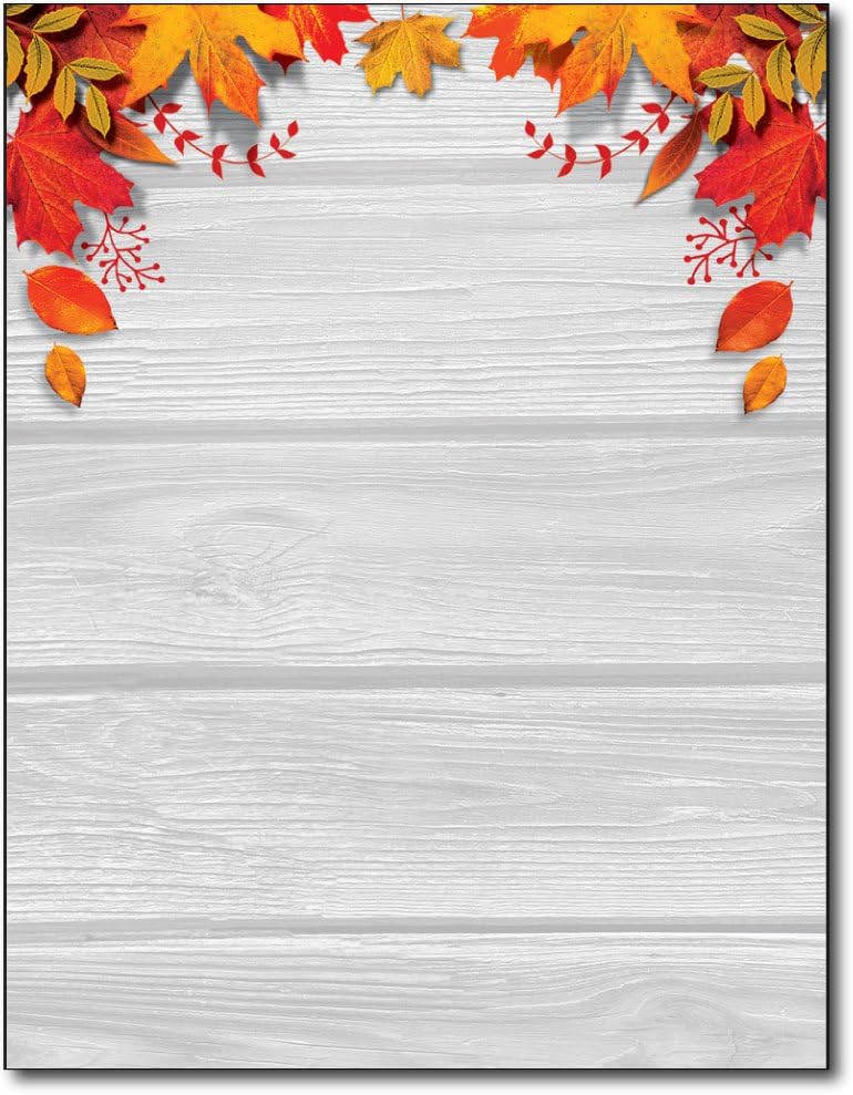 Amazon.com : Fall Leaves over Wood Stationery Paper - 80 Sheets ...