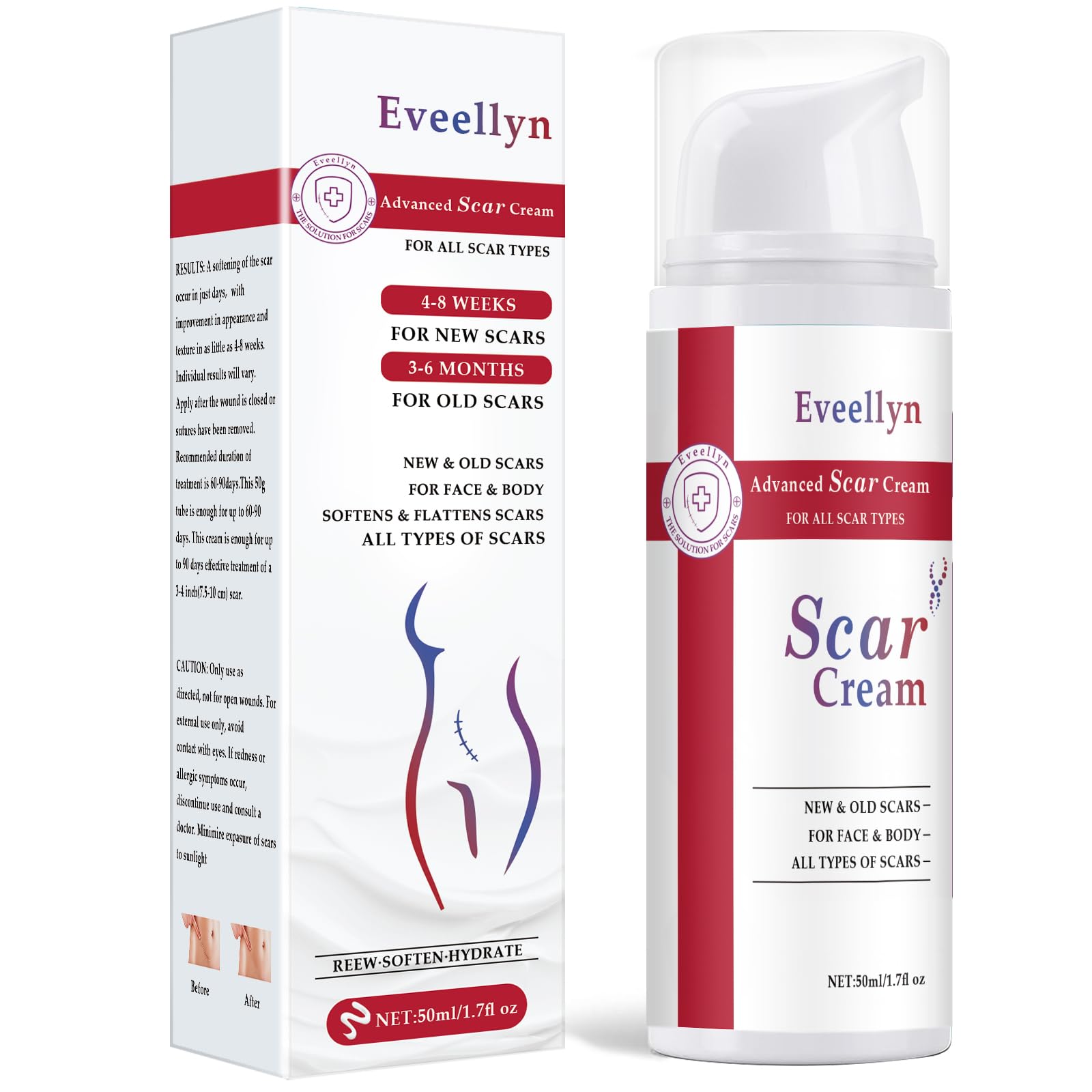 Amazon.com : Scar Cream, Scar Gel, Advanced Scar Removal Cream for ...