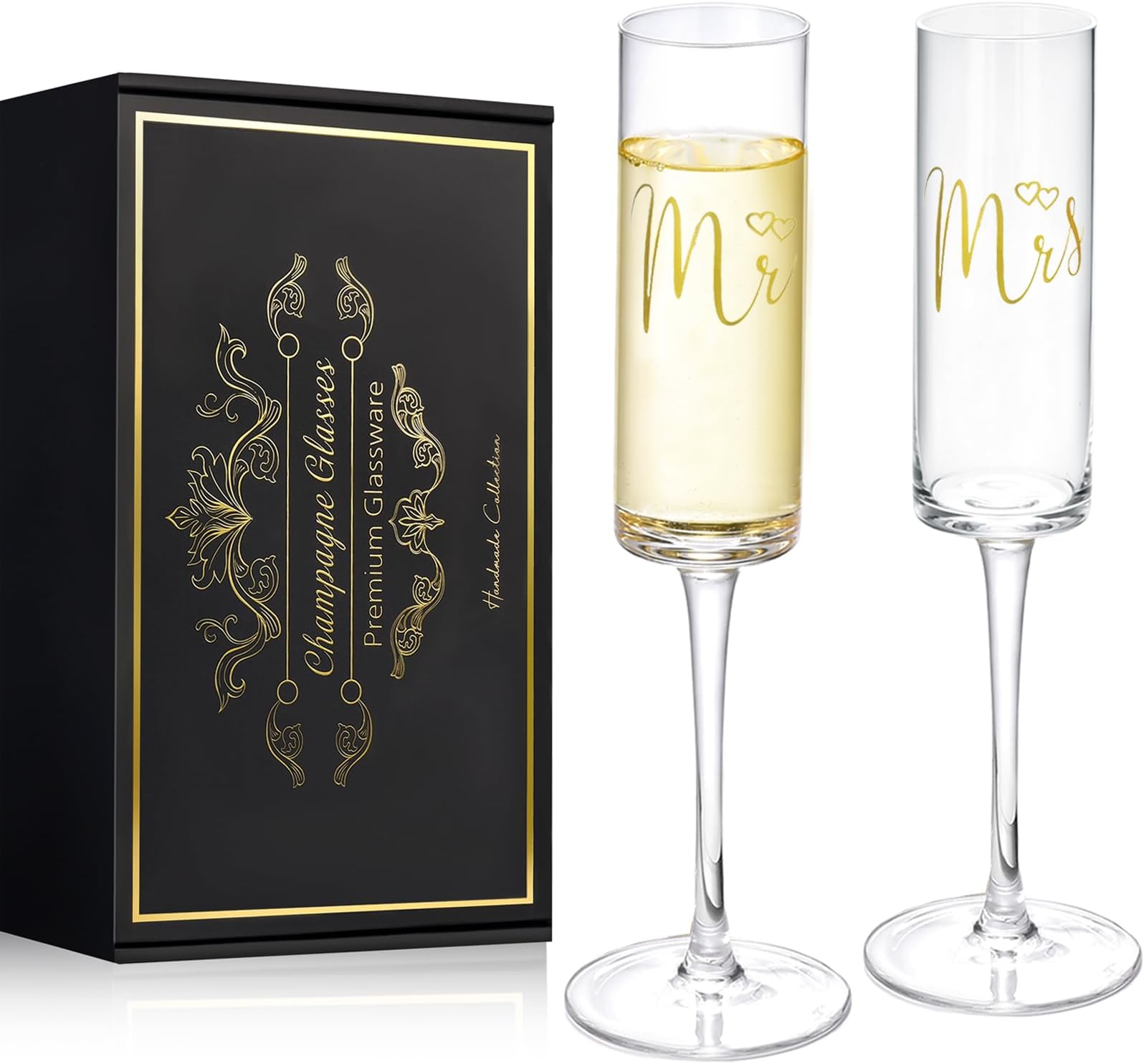 Amazon.com | MISTOD Wedding Champagne Flutes, Mr and Mrs Champagne ...