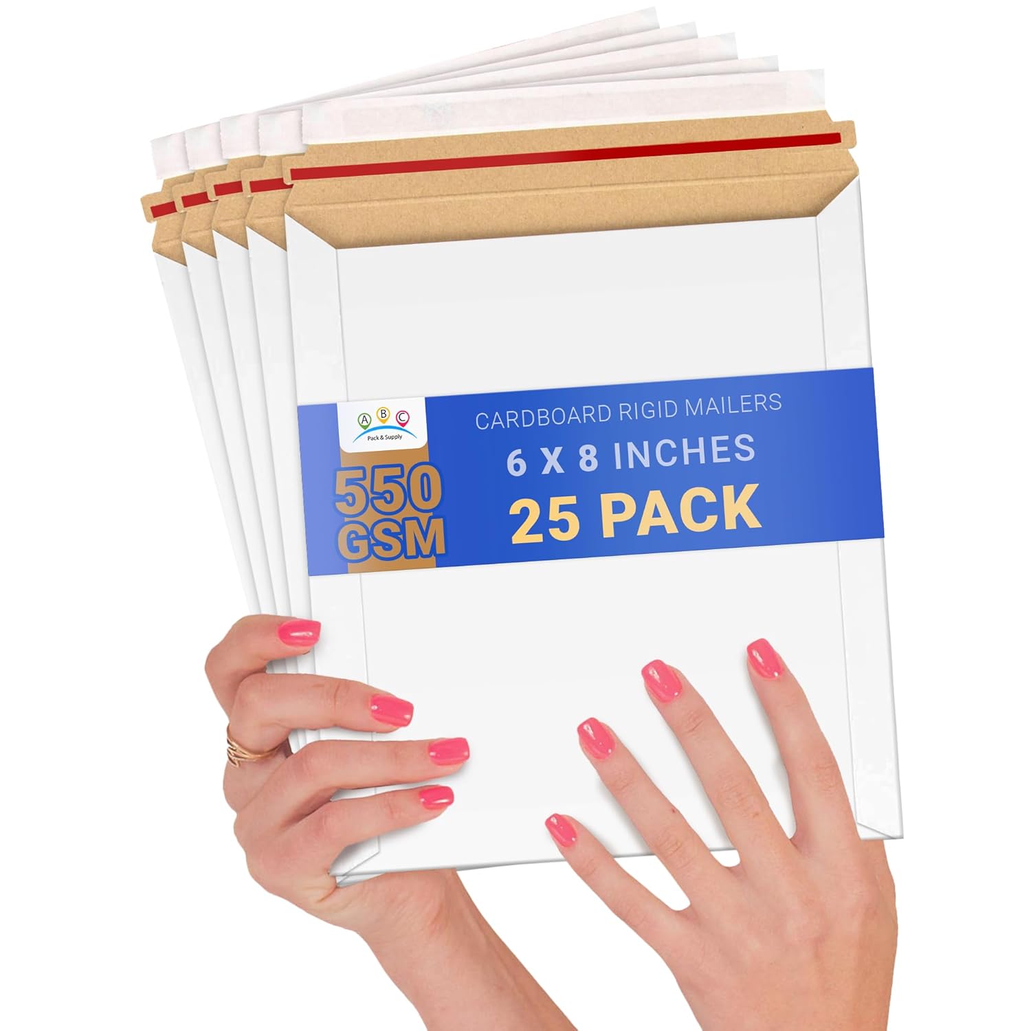 ABC 25 Pack Rigid Paperboard Mailers 6 x 8 Stay Flat Chipboard ...