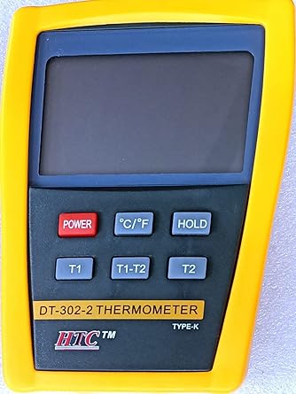 HTC DT-302-2 Dual Input Digital Thermometer Large LCD display : Amazon ...