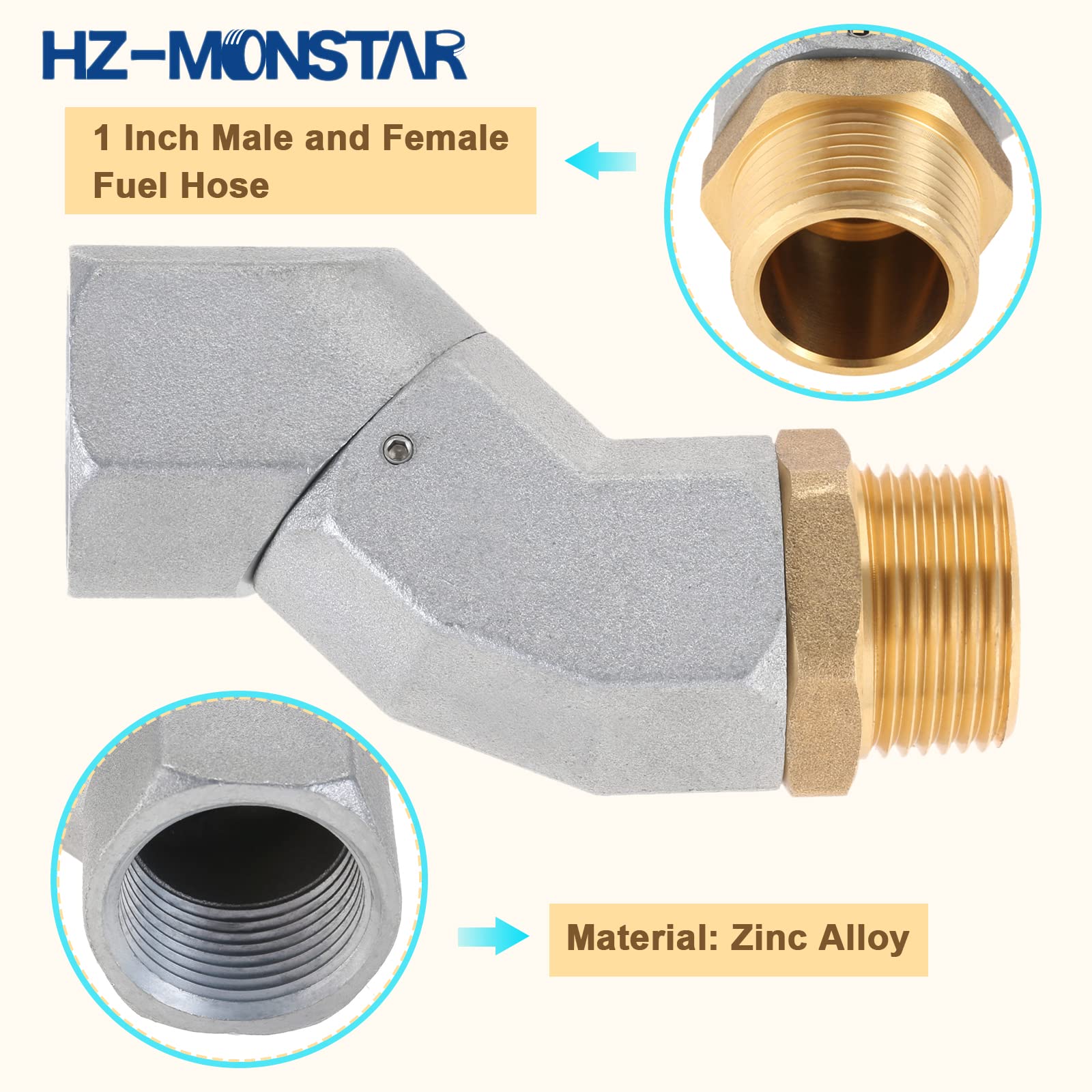 Snapklik.com : HZ-MONSTAR 2 Pcs 1 Inch NPT Fuel Hose Swivel 360 ...